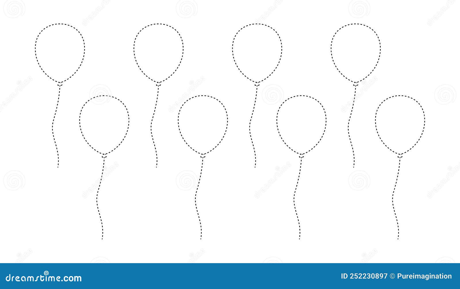 Balloon Tracing Worksheet for Kids Stock Vector - Illustration of ...