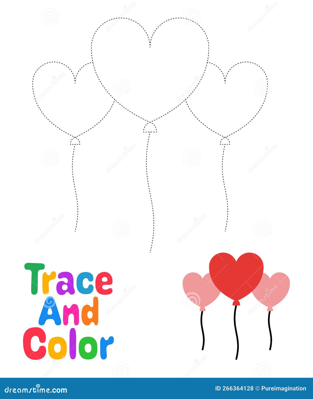 Balloon Tracing Worksheet for Kids Stock Vector - Illustration of ...