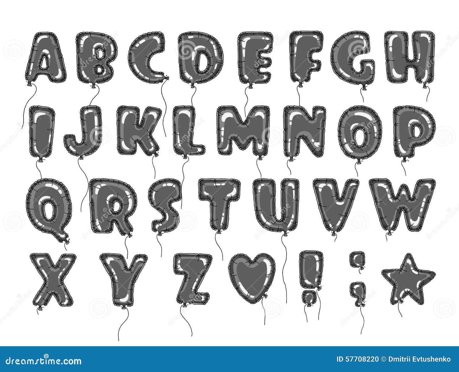 Balloons abc black stock illustration. Illustration of balloon - 57708220