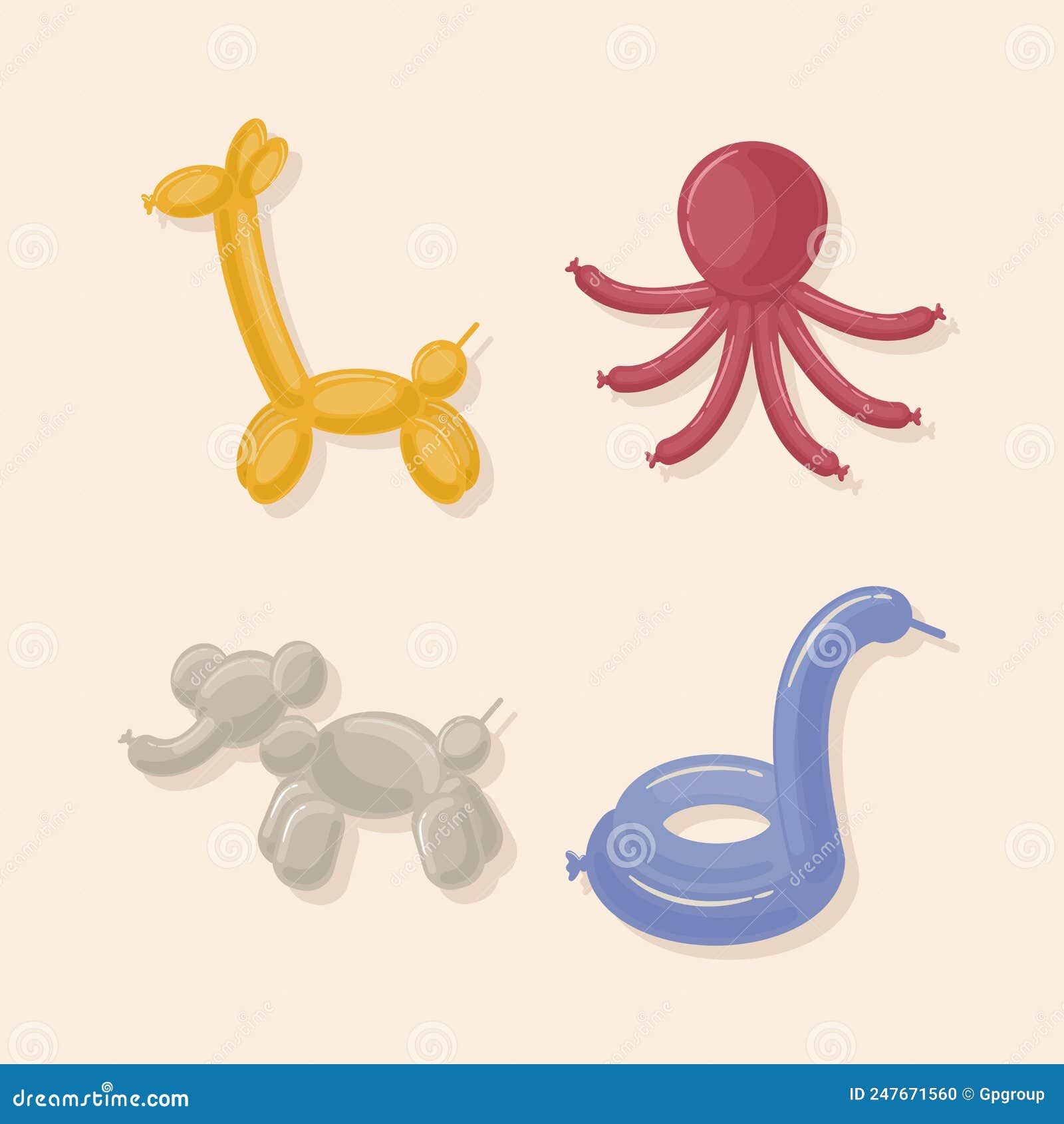 Balloons animals set stock vector. Illustration of celebration - 247671560