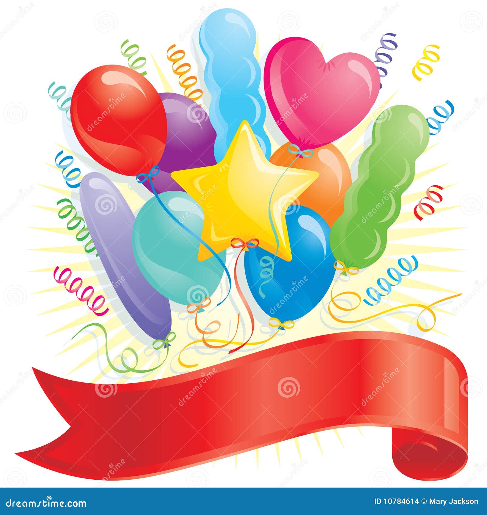 Balloons and Banner stock vector. Illustration of shiny - 10784614