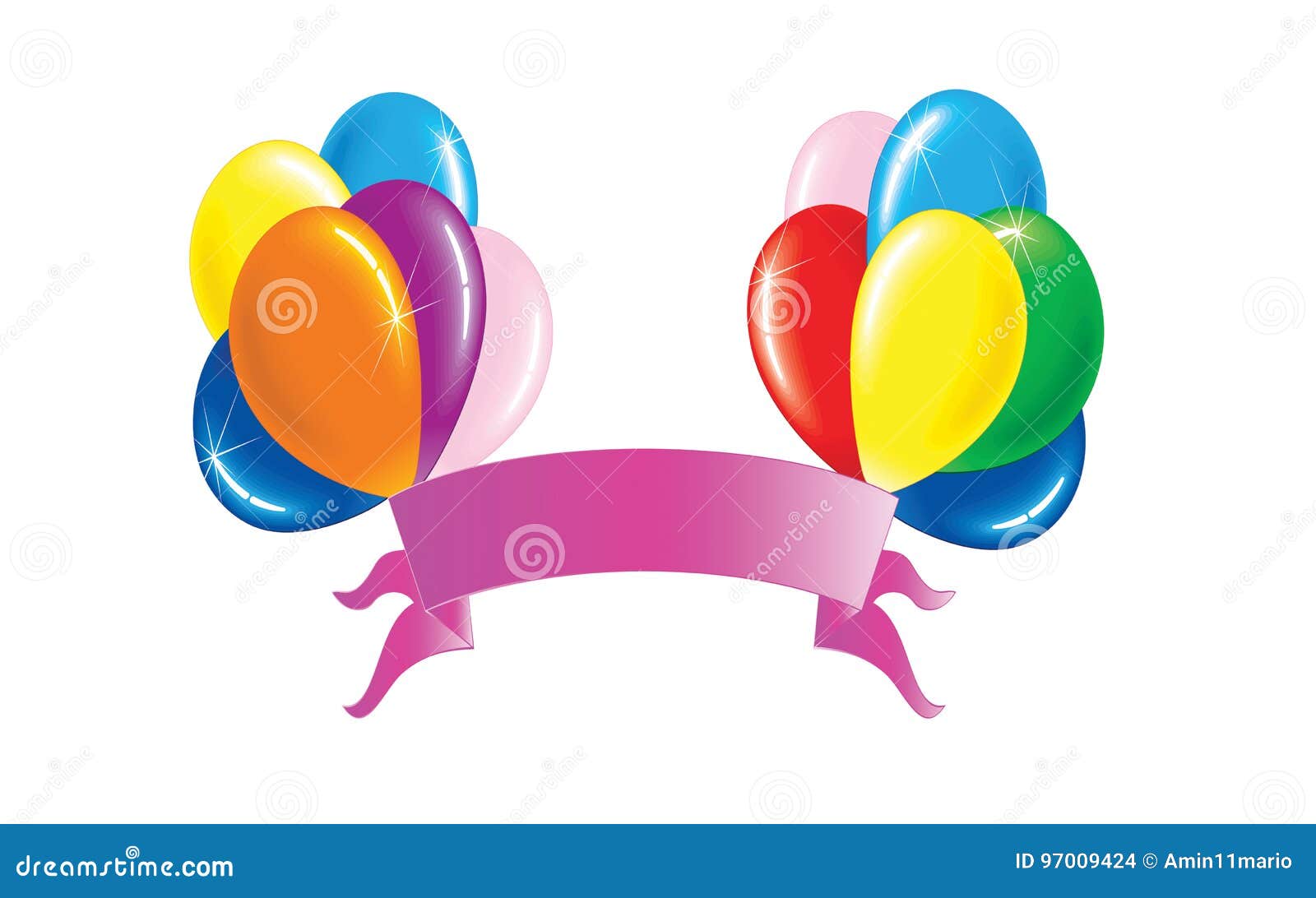 Balloons with banner stock illustration. Illustration of cartoon - 97009424