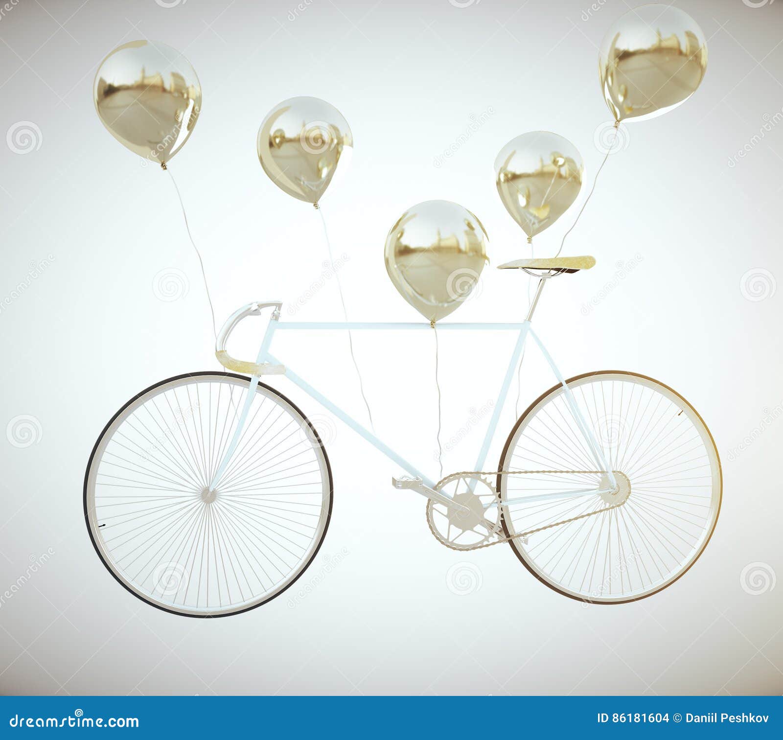 Balloons with bicycle stock illustration. Illustration of cute - 86181604