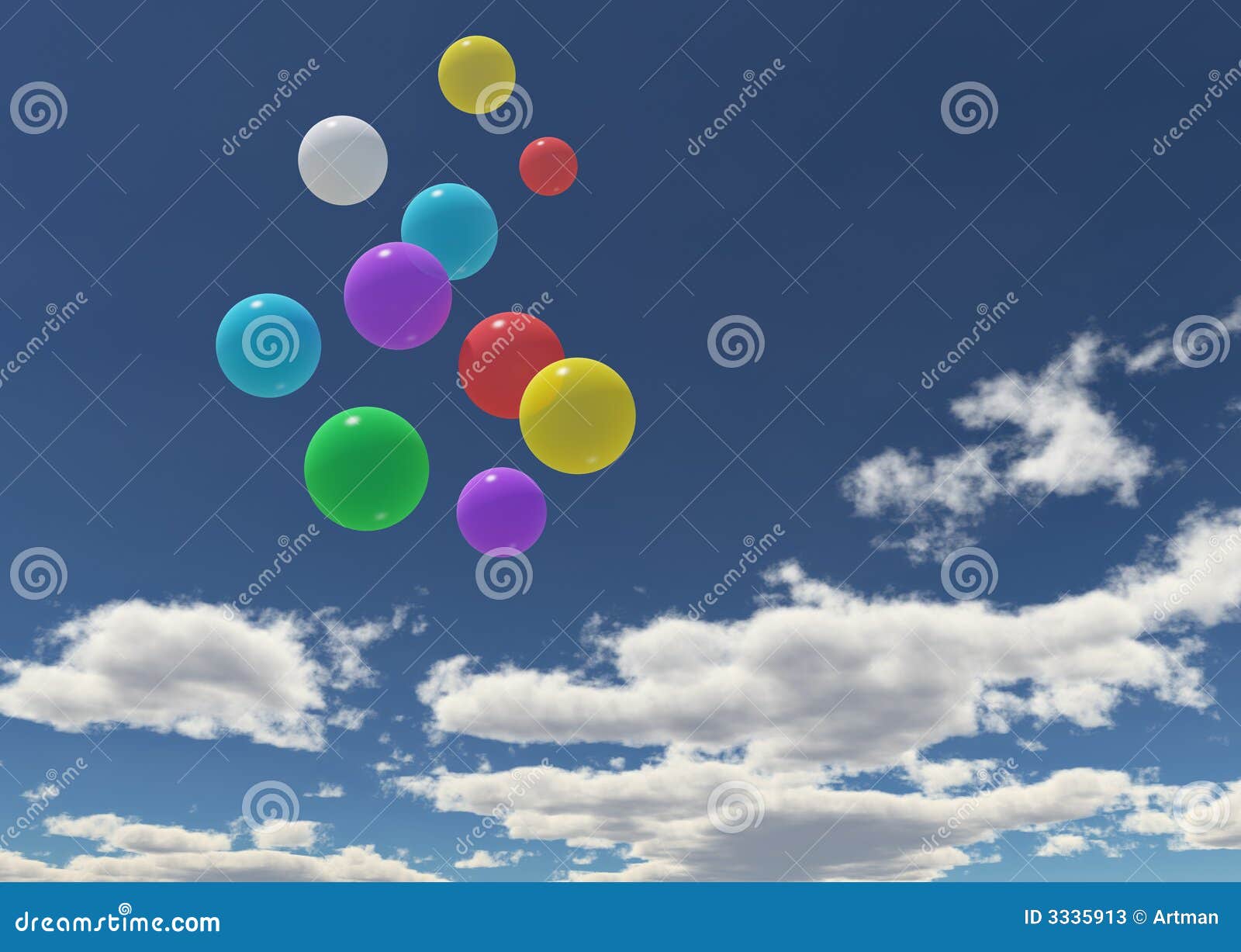 Balloons in the blue sky stock image. Image of celebrate - 3335913