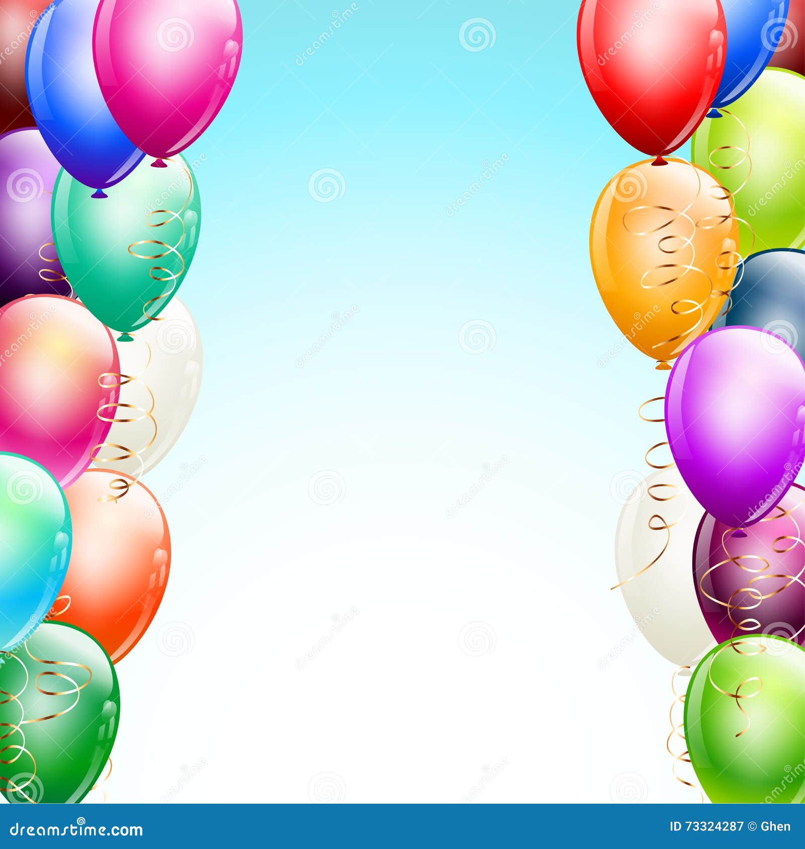Balloons Borders Over Light Blue Background Stock Vector - Illustration ...