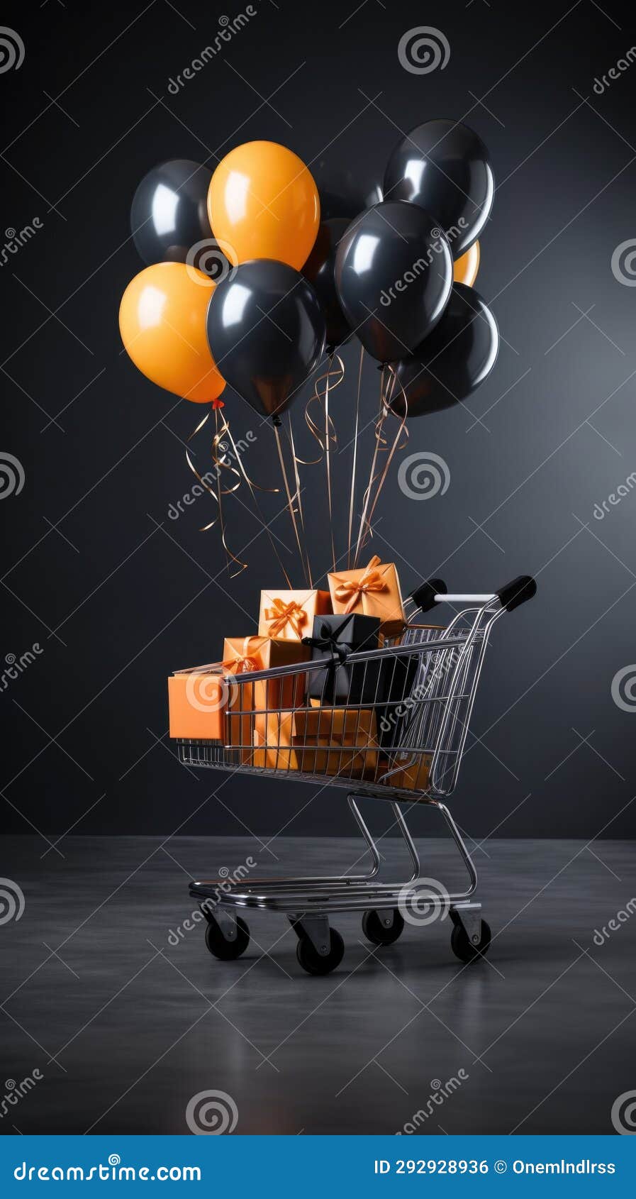 Balloons and Cart with Black Balloons. Shopping Stock Photo - Image of ...