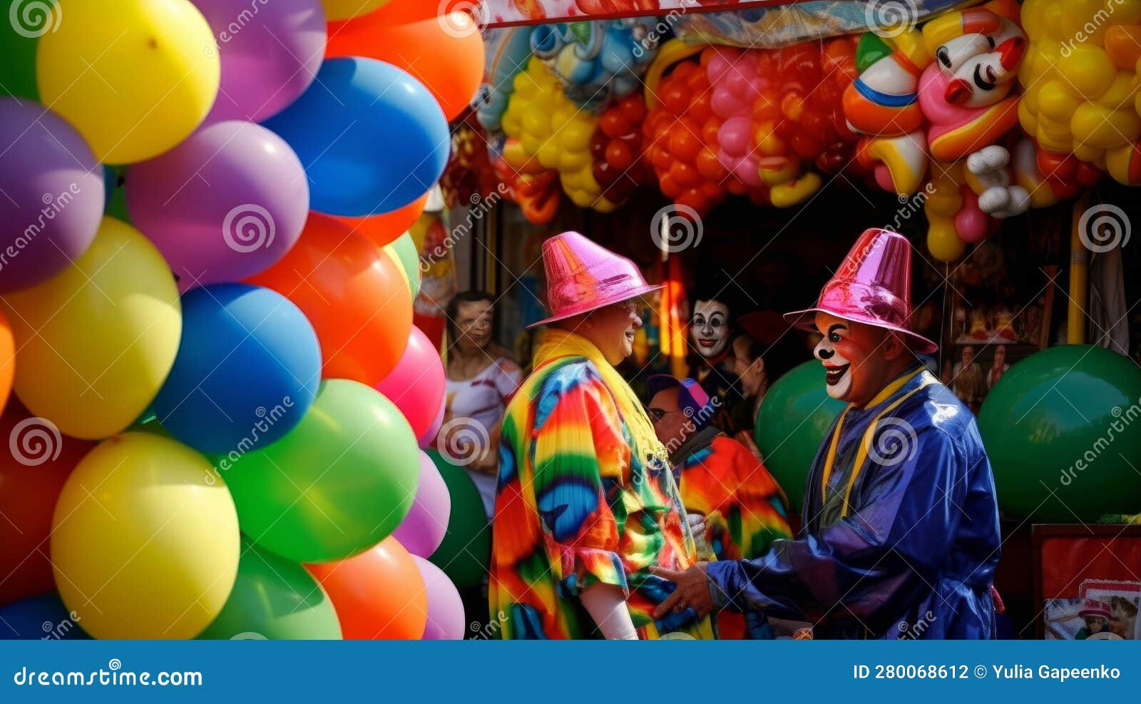 Balloons with Clown. Illustration Generative AI Stock Illustration ...