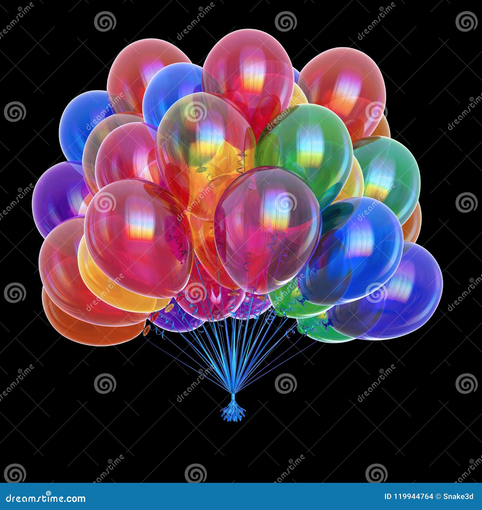 Balloons Colorful Party Happy Birthday Helium Balloon Bunch Stock