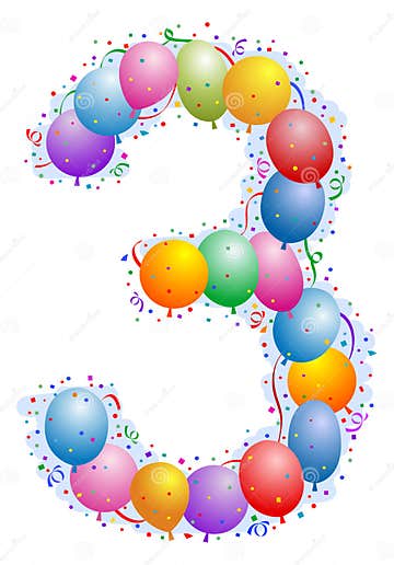 Balloons and Confetti Number 3 Stock Vector - Illustration of festival ...