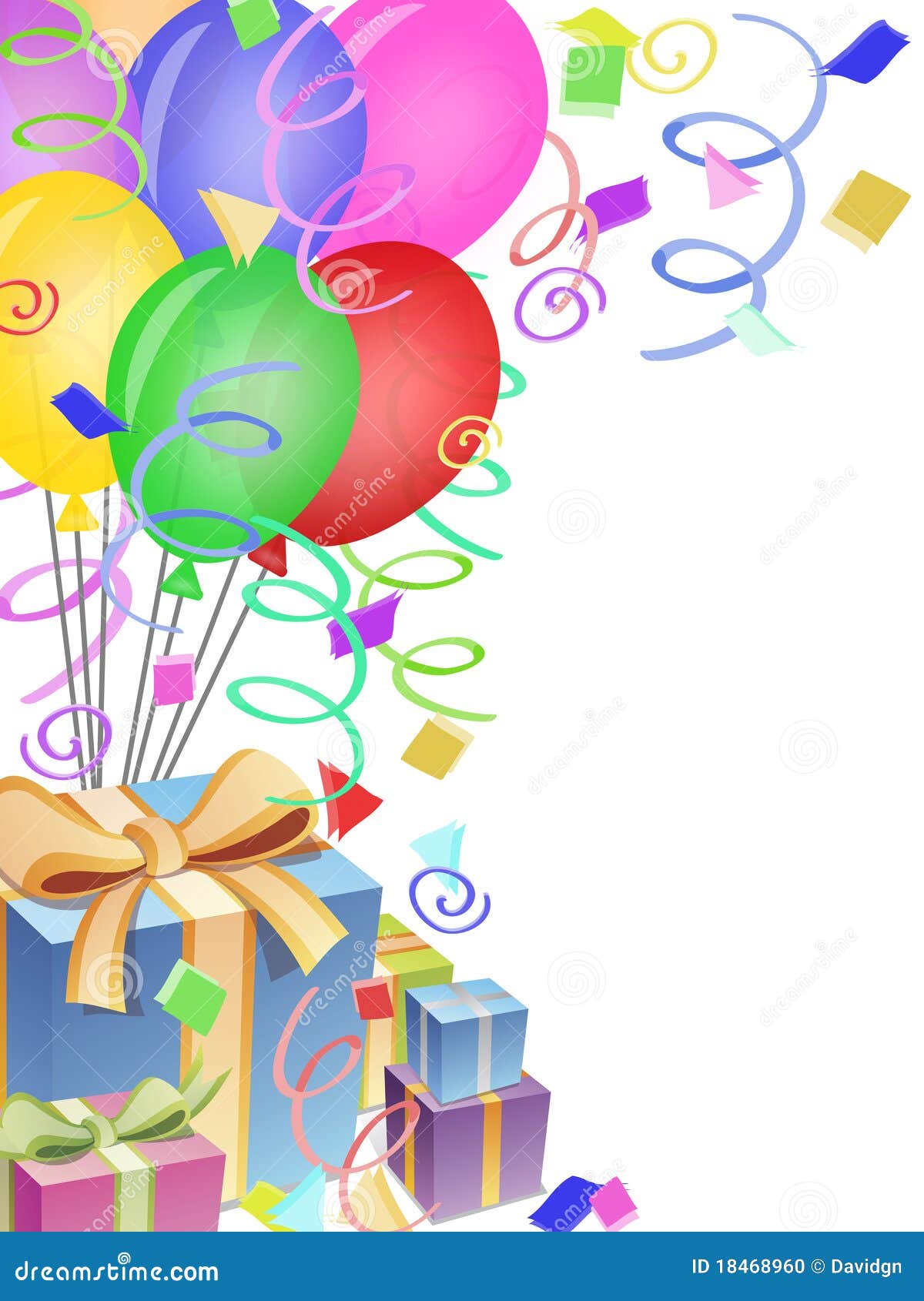 Balloons Confetti Presents For Birthday Party Stock Photo ...