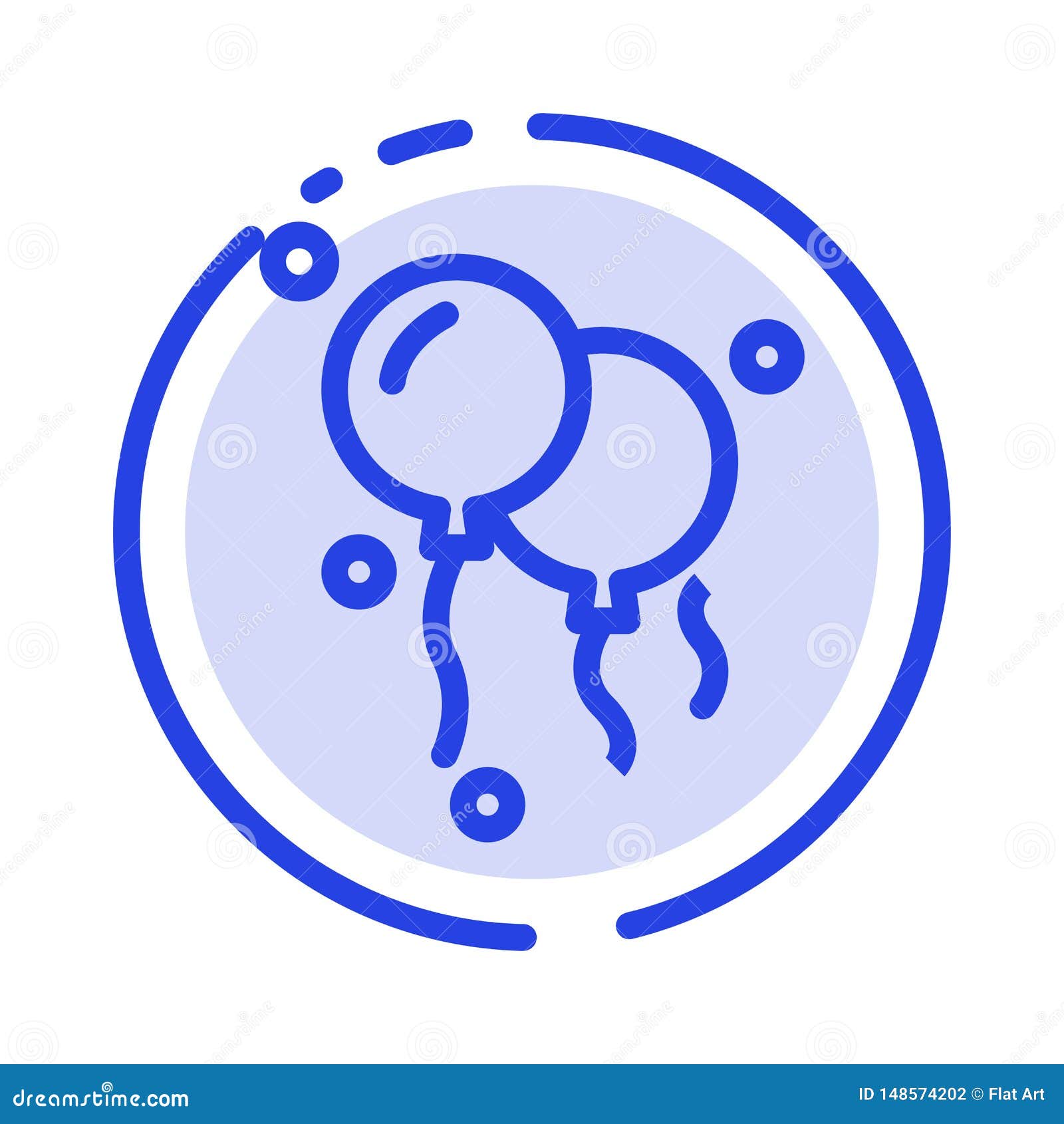 Balloons, Decoration Blue Dotted Line Line Icon Stock Vector ...