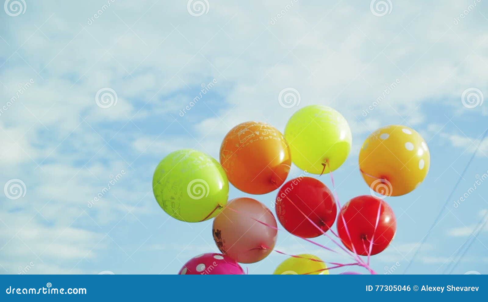 Balloons Developed in the Wind, Slow Motion Stock Footage - Video of ...