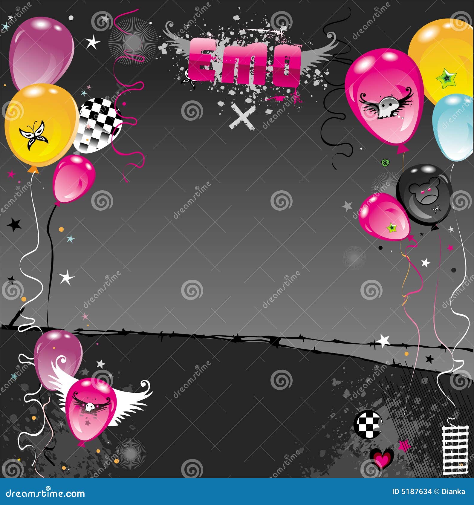 Balloons Emo composition stock illustration. Illustration of confetti ...