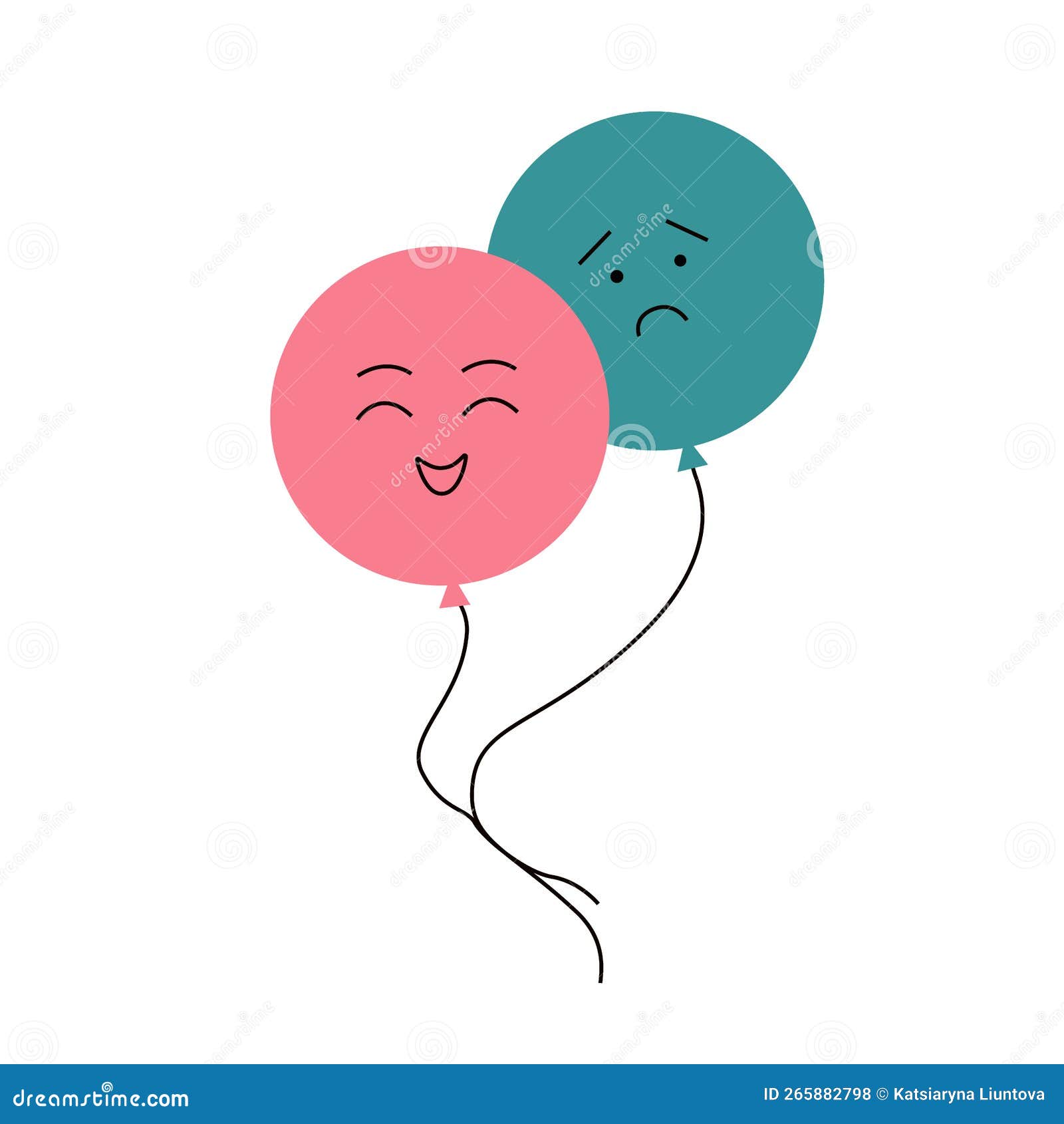 Balloons with Faces Expressing Different Emotions. Vector Flat ...