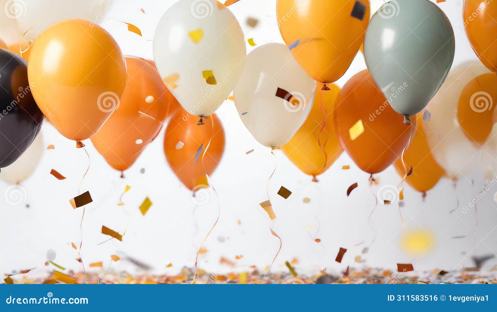 Balloons Falling or Floating in the Air Isolated on White Background ...