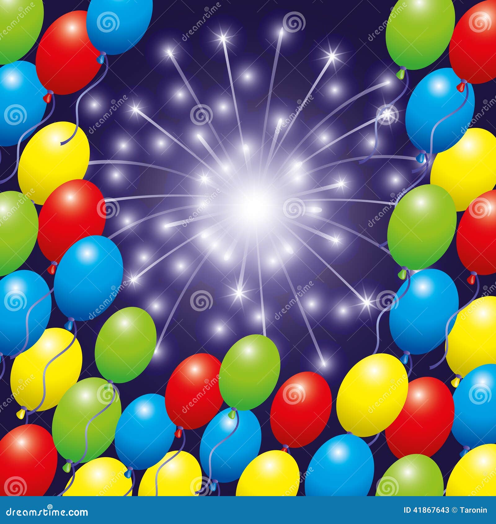 Balloons and firework. stock vector. Illustration of celebration - 41867643