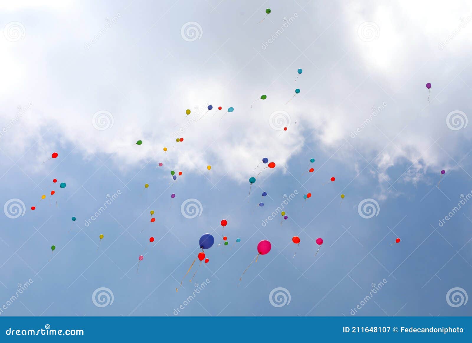 Balloons Fly High in the Sky after the Big Celebration Stock Image ...