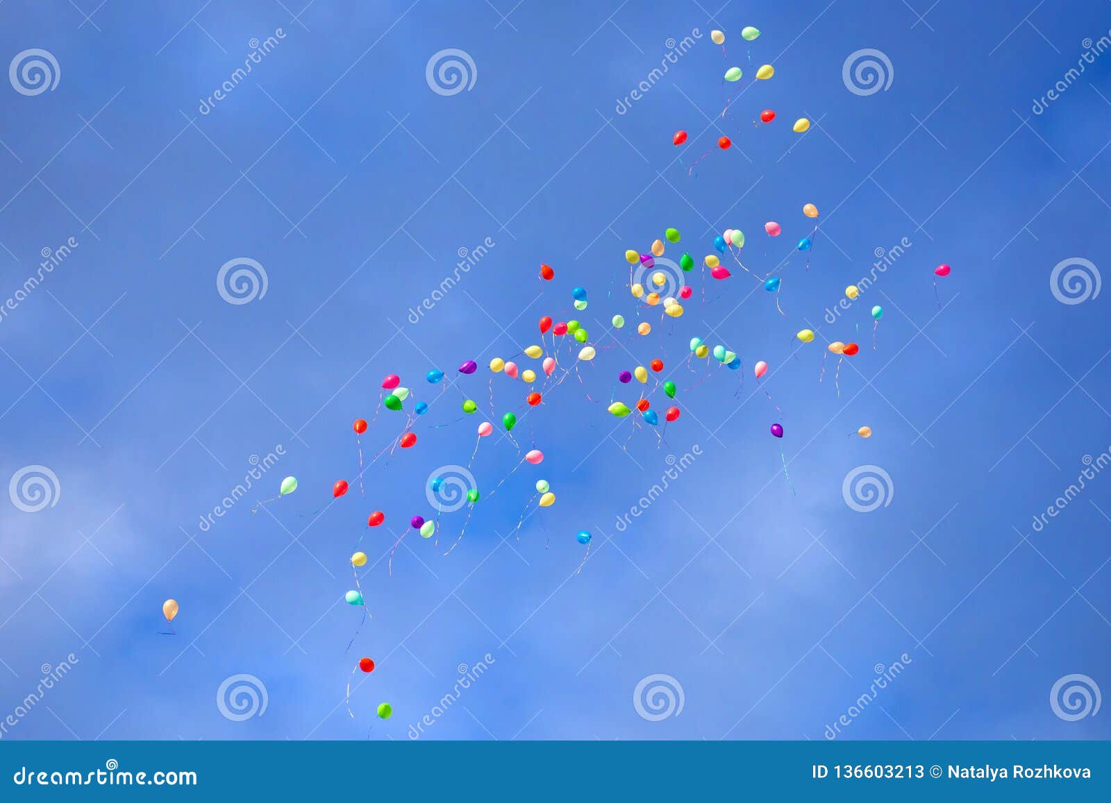 Balloons are Flying in the Blue Sky. Stock Image - Image of decoration ...