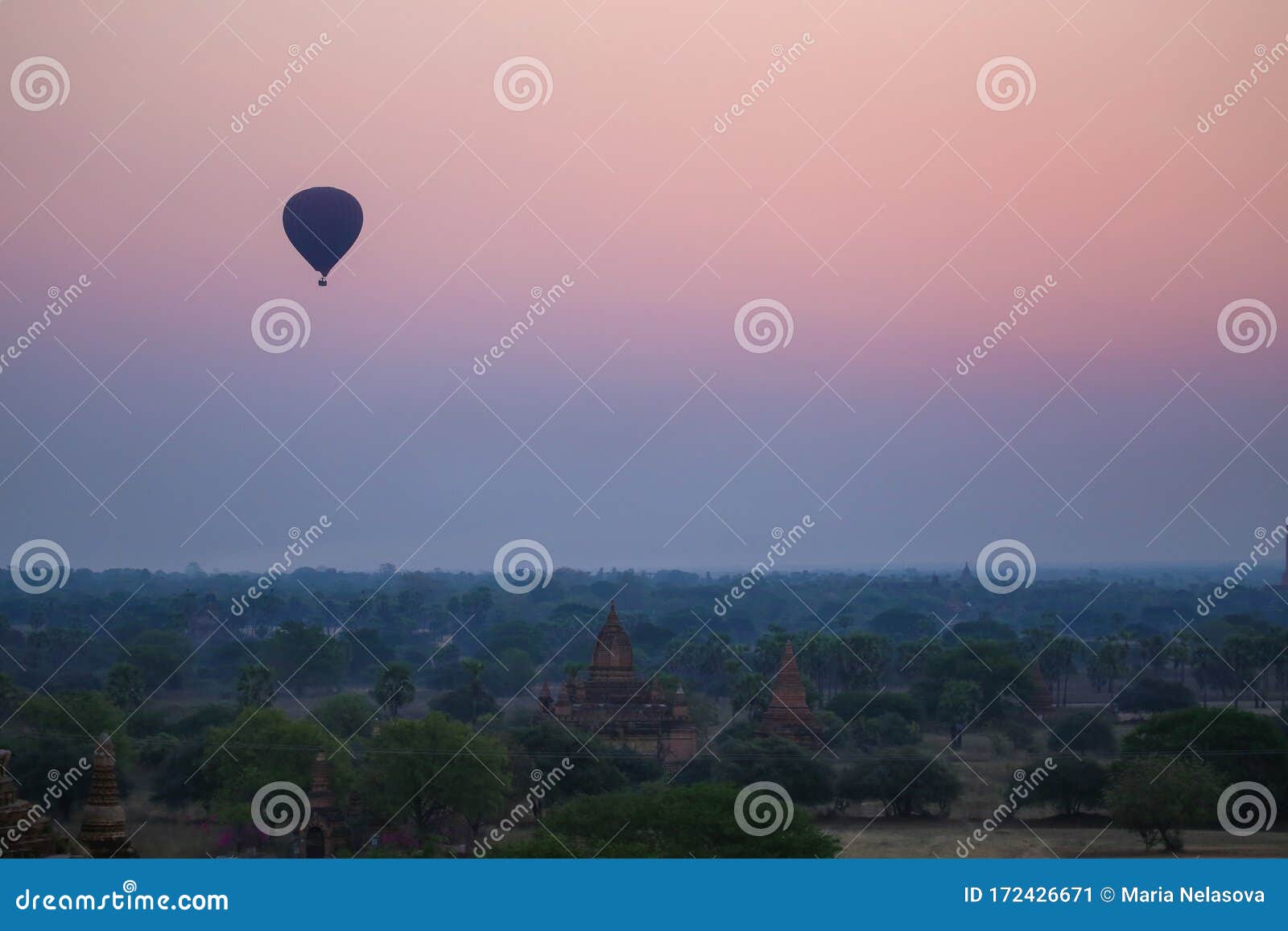 Balloon Flying Over the Ancient Pagodas Stock Image - Image of myanmar ...