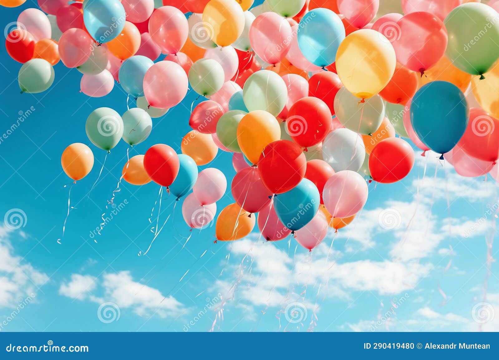 Balloons Flying into the Sky. Stock Photo - Image of balloons ...