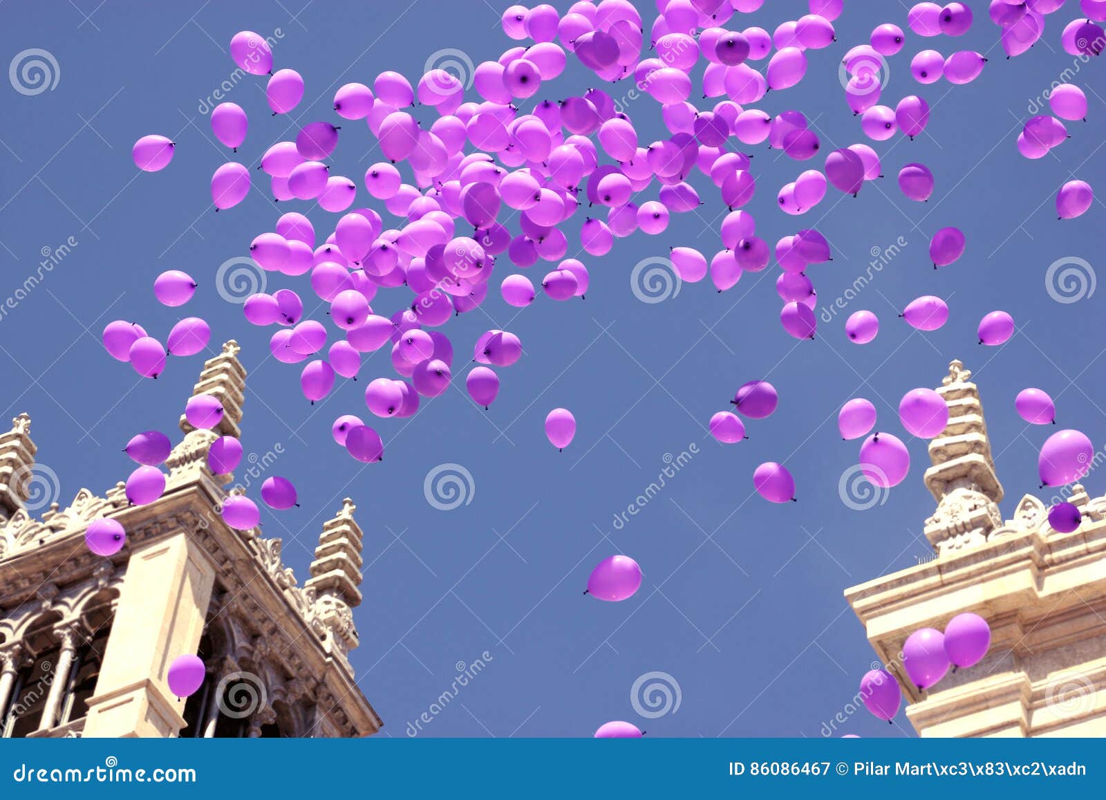 Balloons Flying in Sky in Celebration Stock Image - Image of gift ...