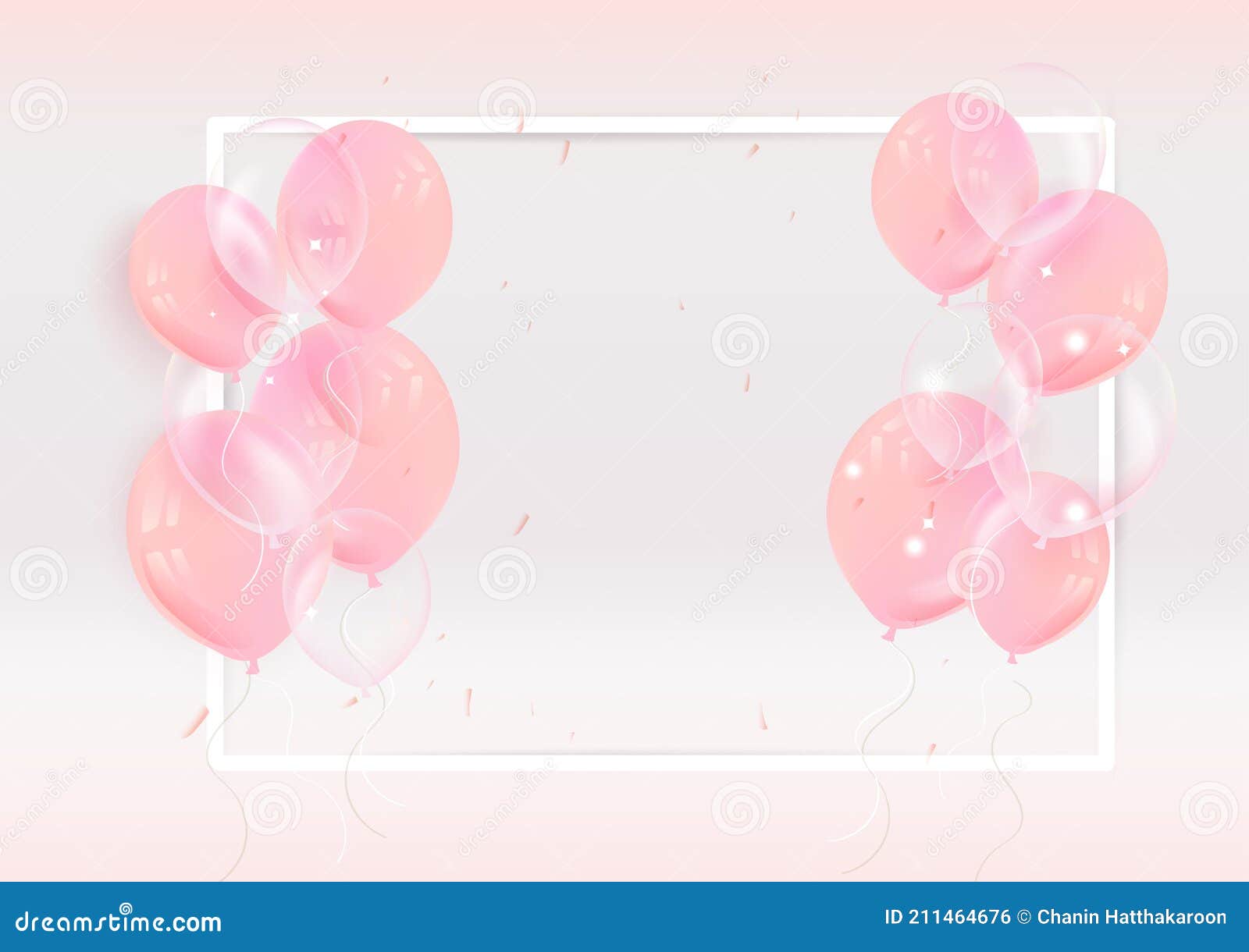 Balloons with Frame Border Celebration Party, Pink Backdrop Background ...