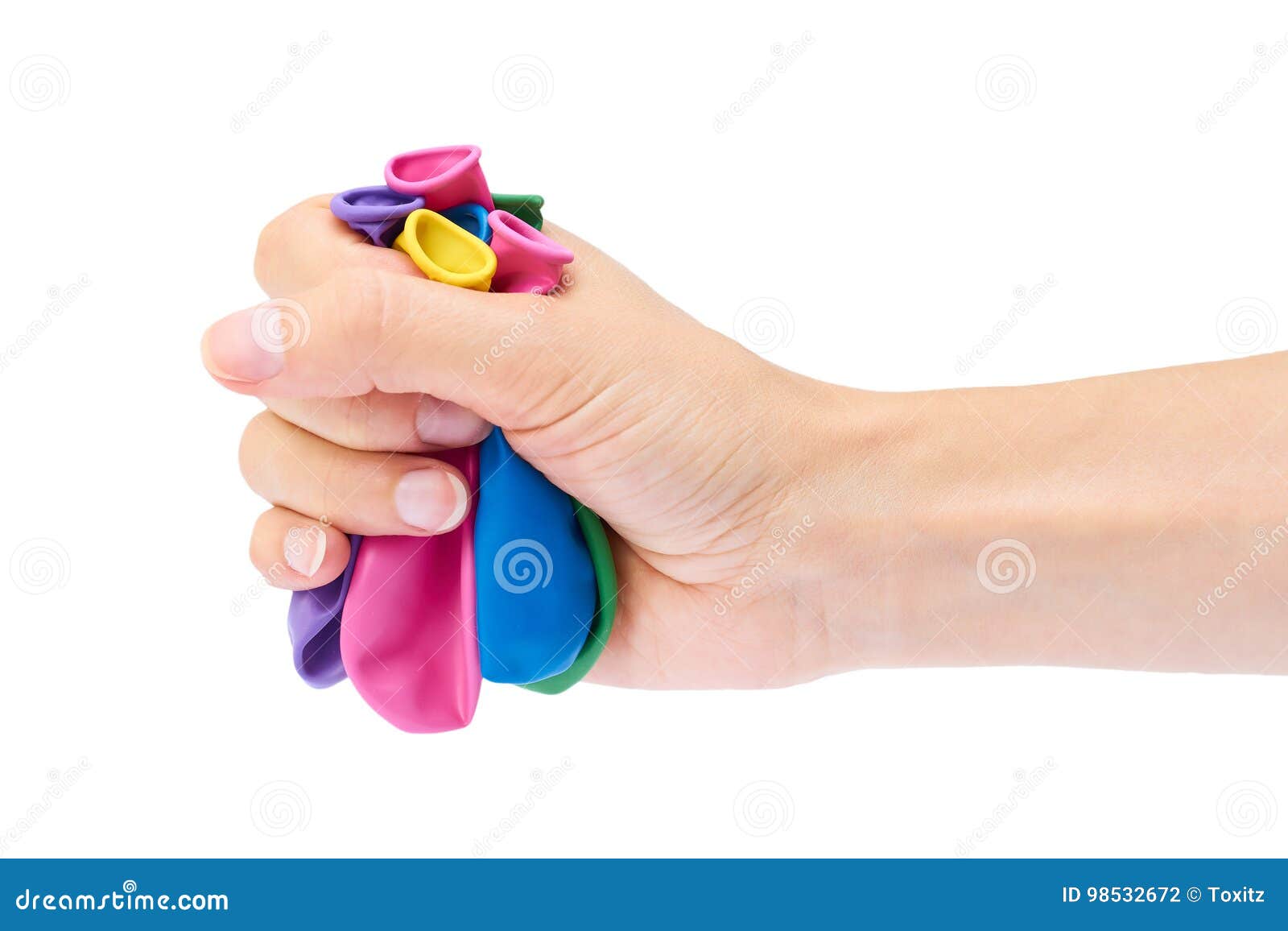 Balloons in Hand. Isolated on White Background Stock Photo - Image of ...