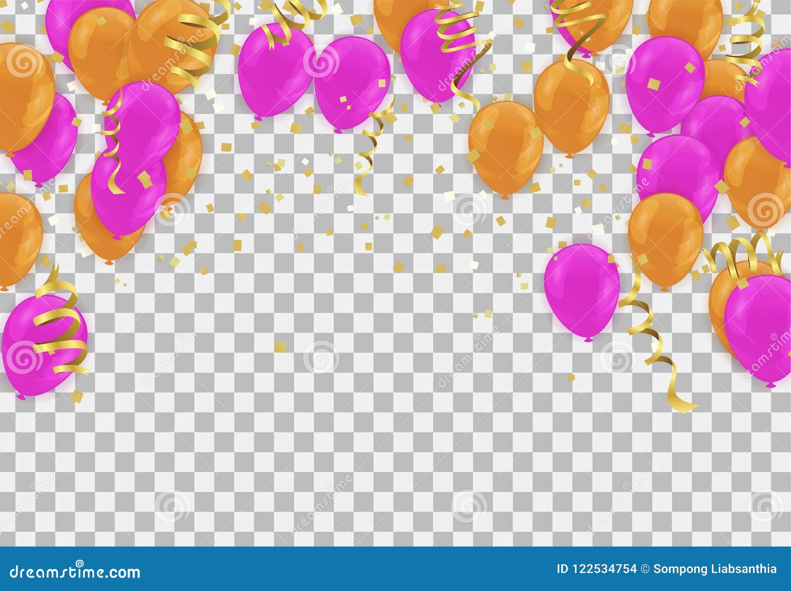 Balloons Header Background Design Element Of Happy Birthday Vector ...