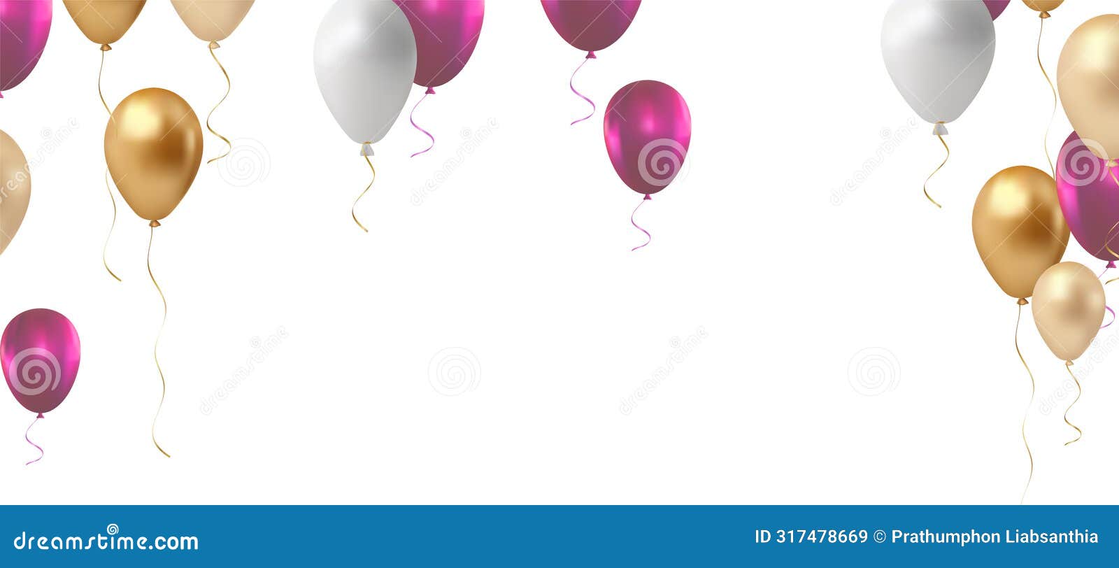 Balloons Header Background Design Element Of Happy Luxury Birthday ...