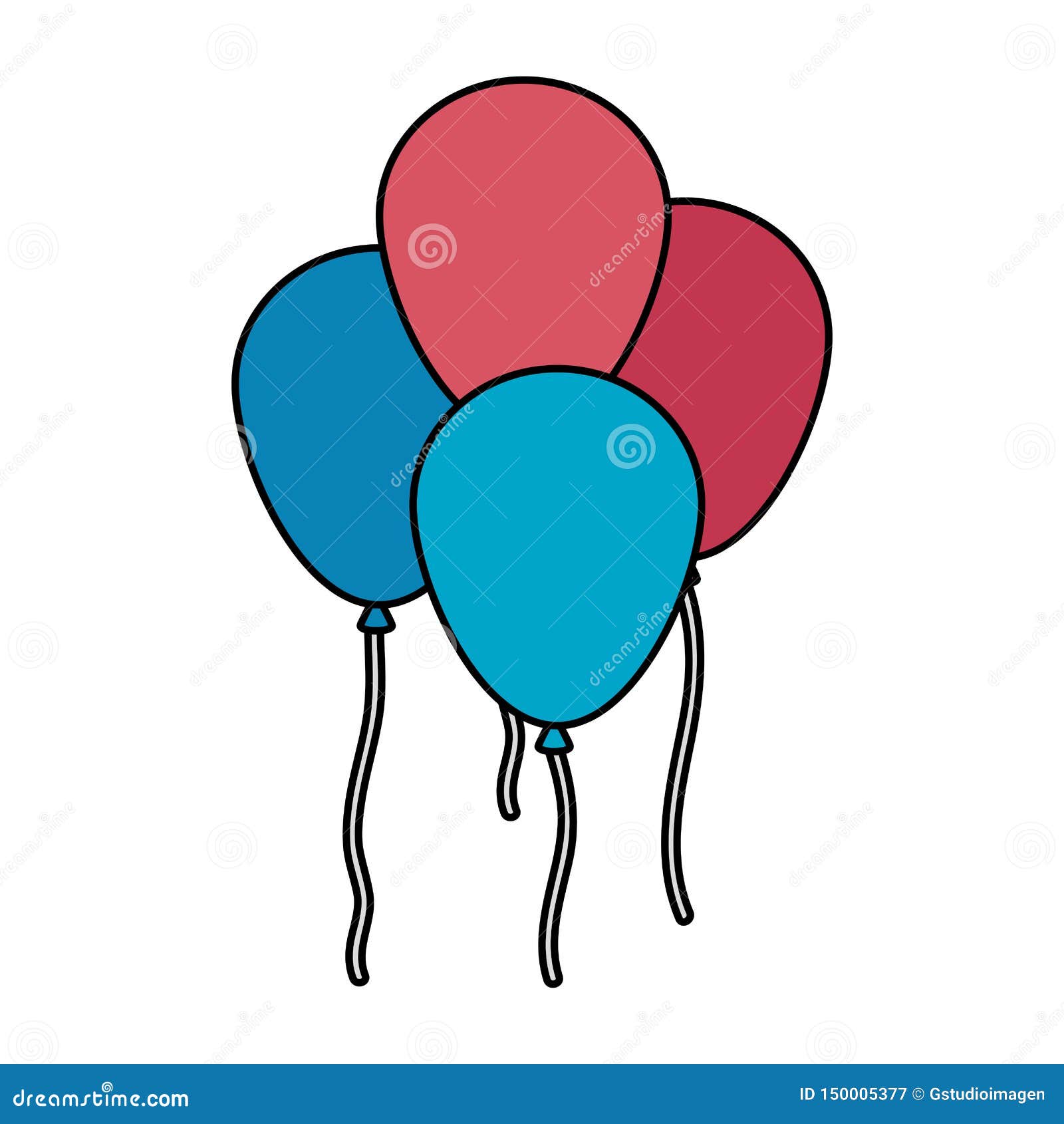 Balloons Helium Floating Isolated Icons Stock Illustration