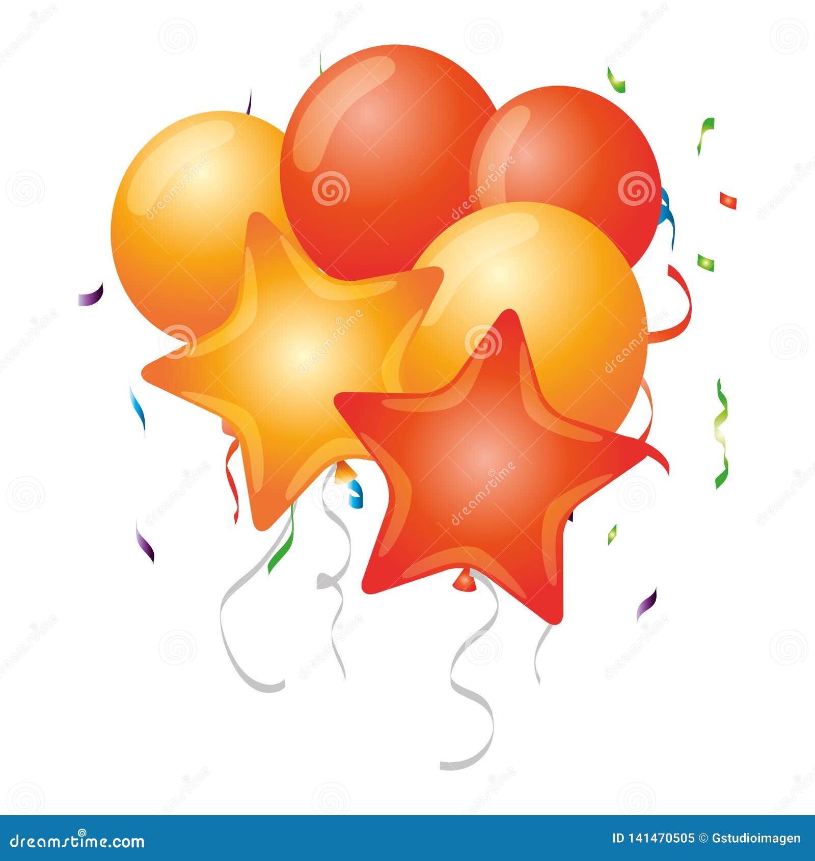 Balloons Helium Floating with Stars Shape Stock Vector - Illustration ...