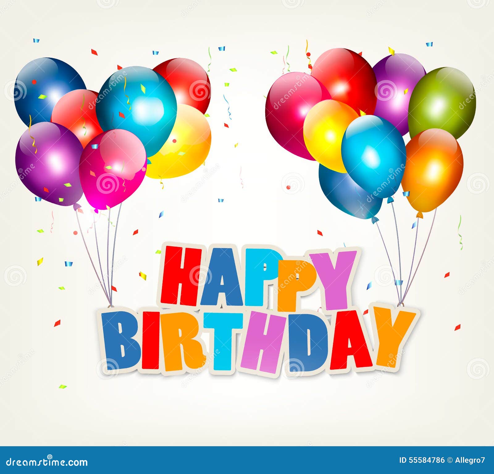 Balloons Holding a Happy Birthday Sign. Stock Vector - Illustration of ...