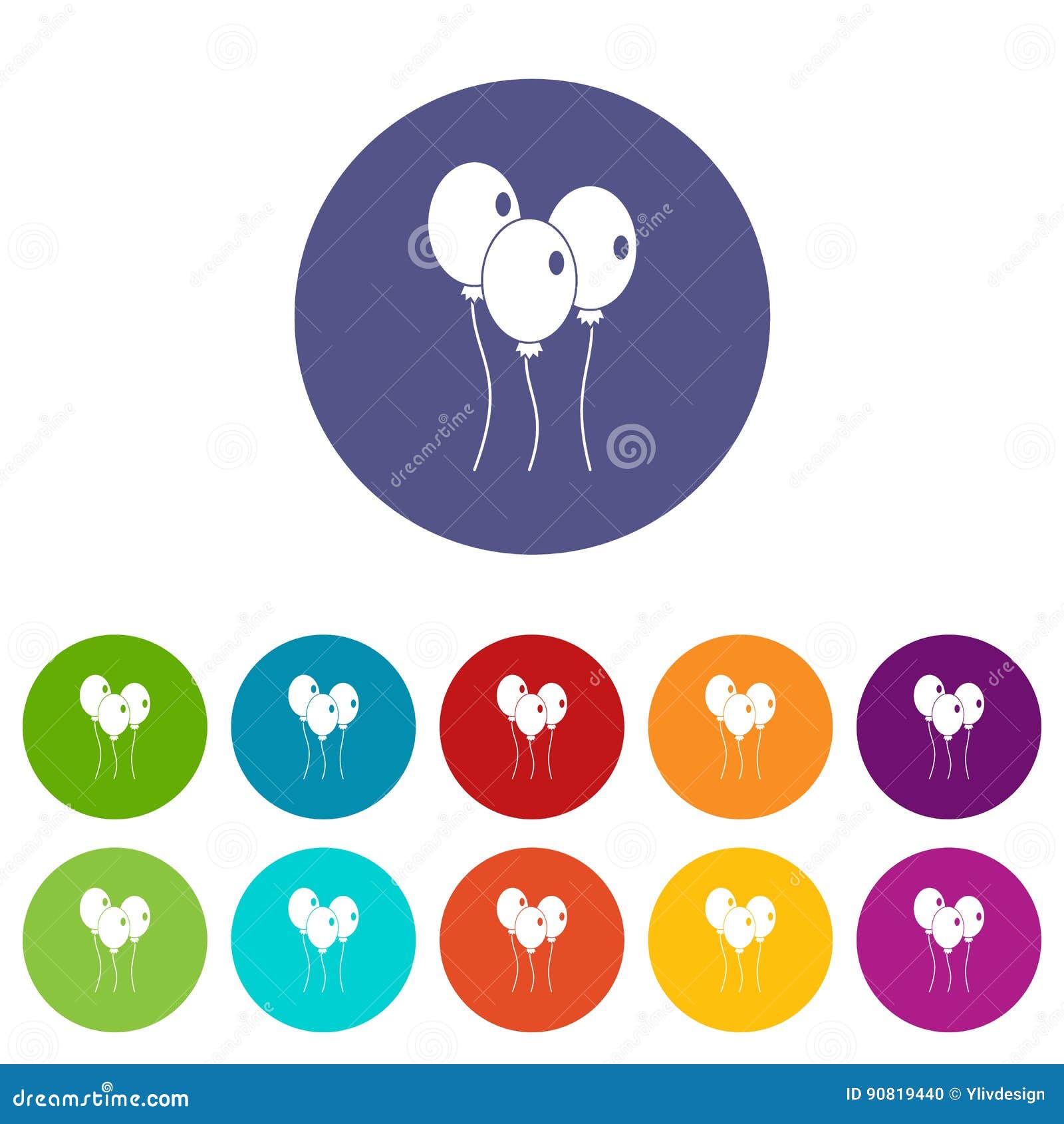 Balloons Icons Set Flat Vector Stock Vector - Illustration of july ...