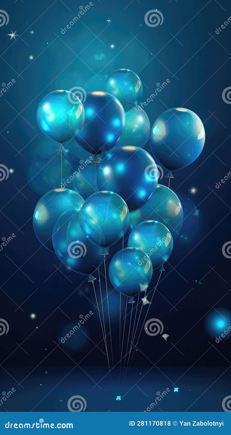 Balloons Indigo Blue Greeting Card Design. Generative AI Stock Photo ...