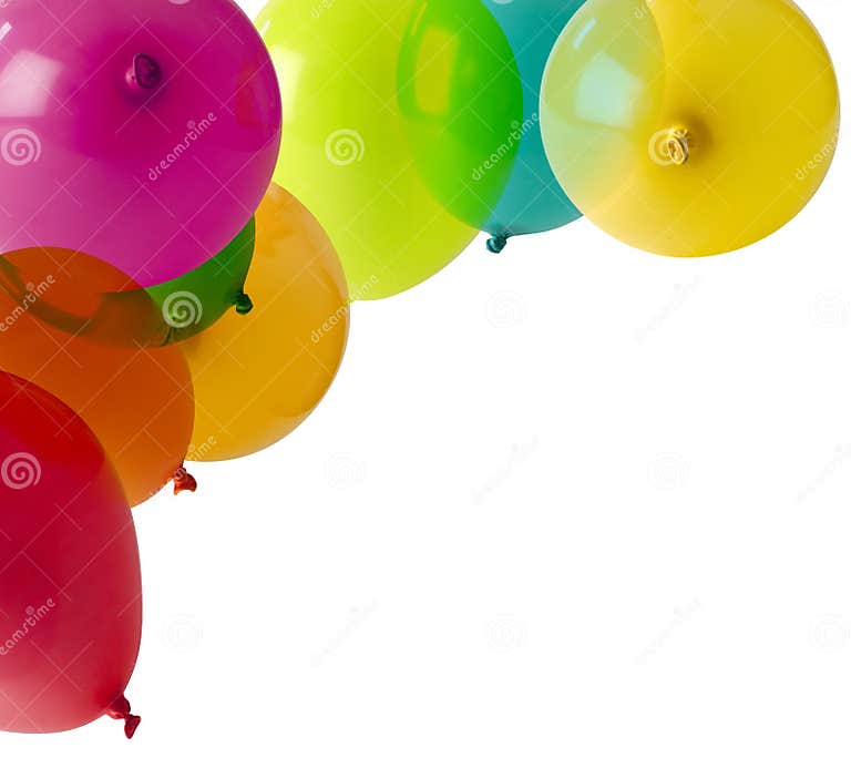 Balloons Isolated on White in a Corner Stock Image - Image of frame ...