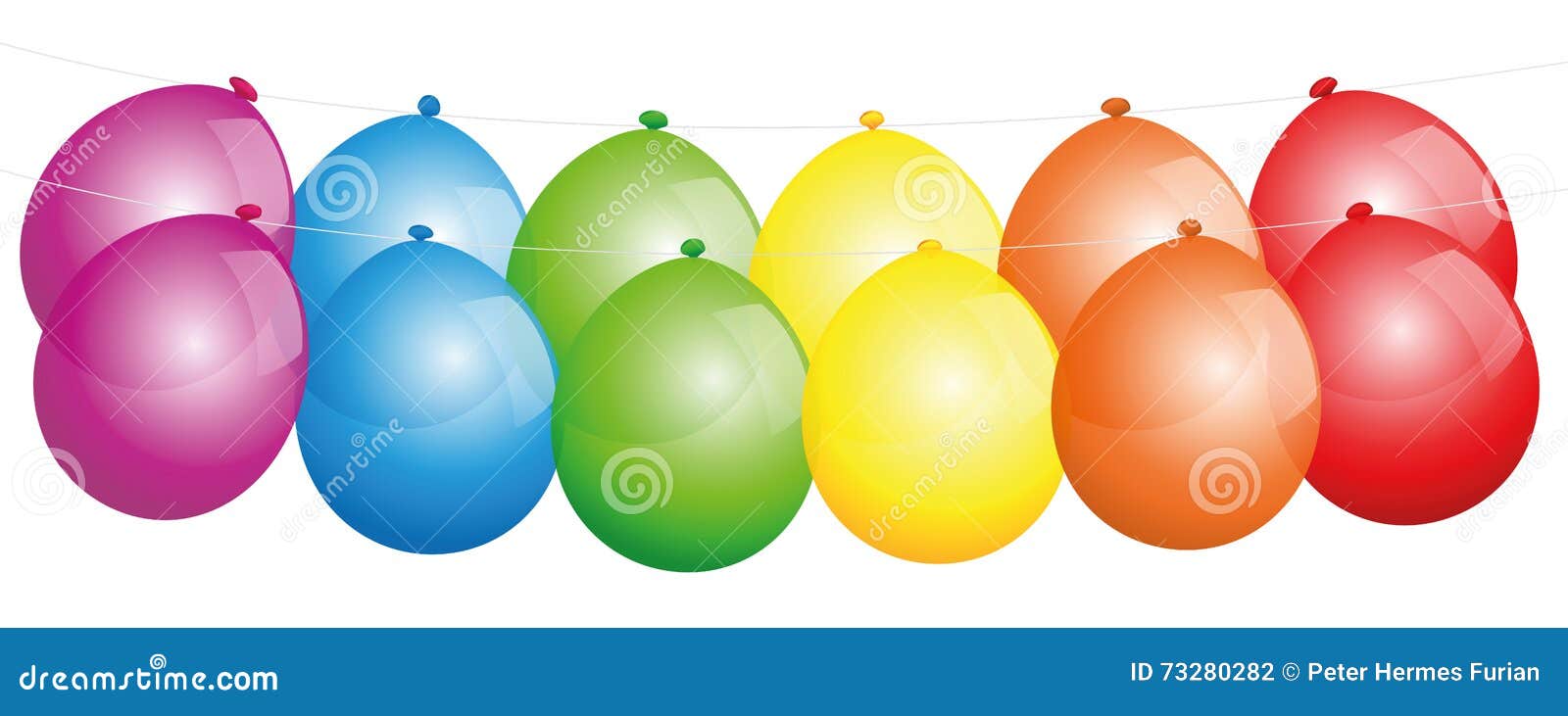 Balloons In A Line Rainbow Colors Vector Illustration | CartoonDealer ...