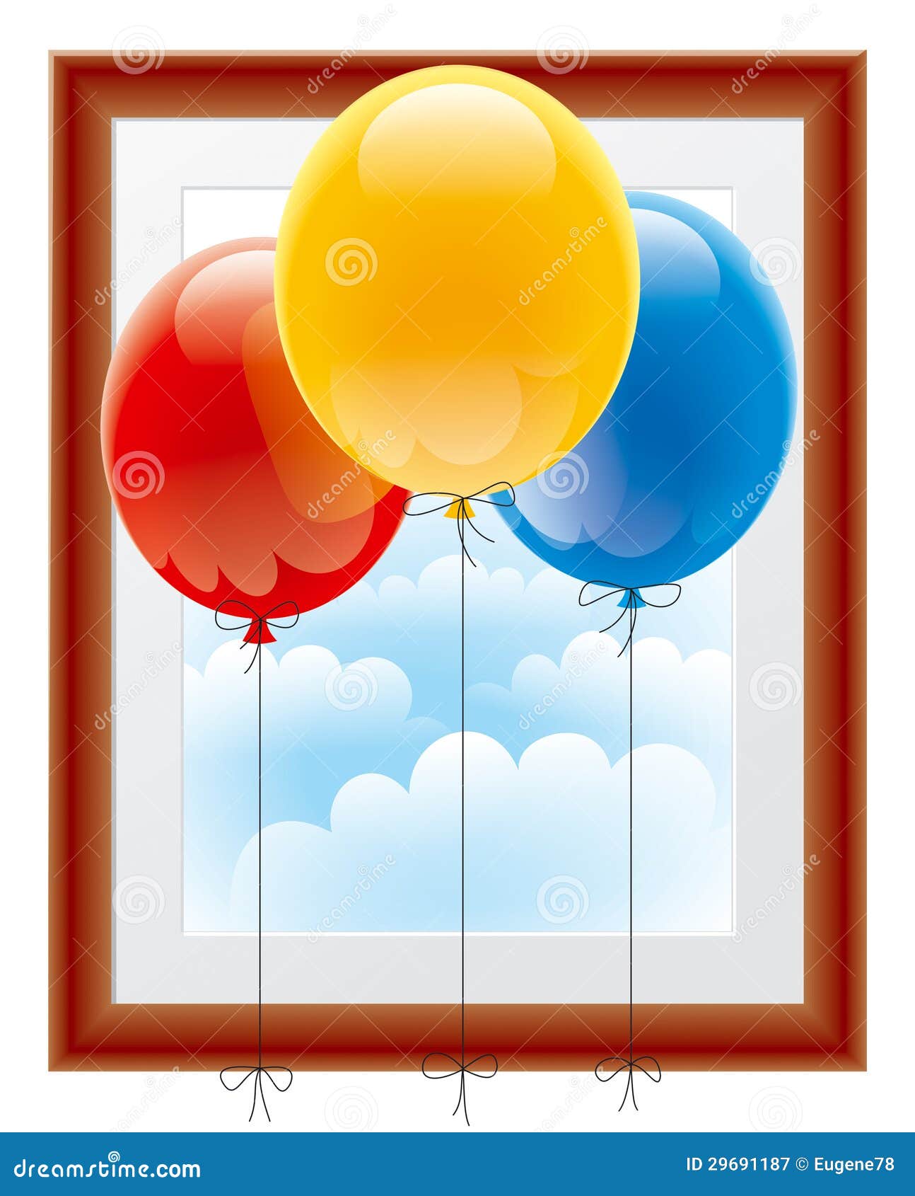 Balloons with a Picture Frame Stock Vector - Illustration of clouds ...
