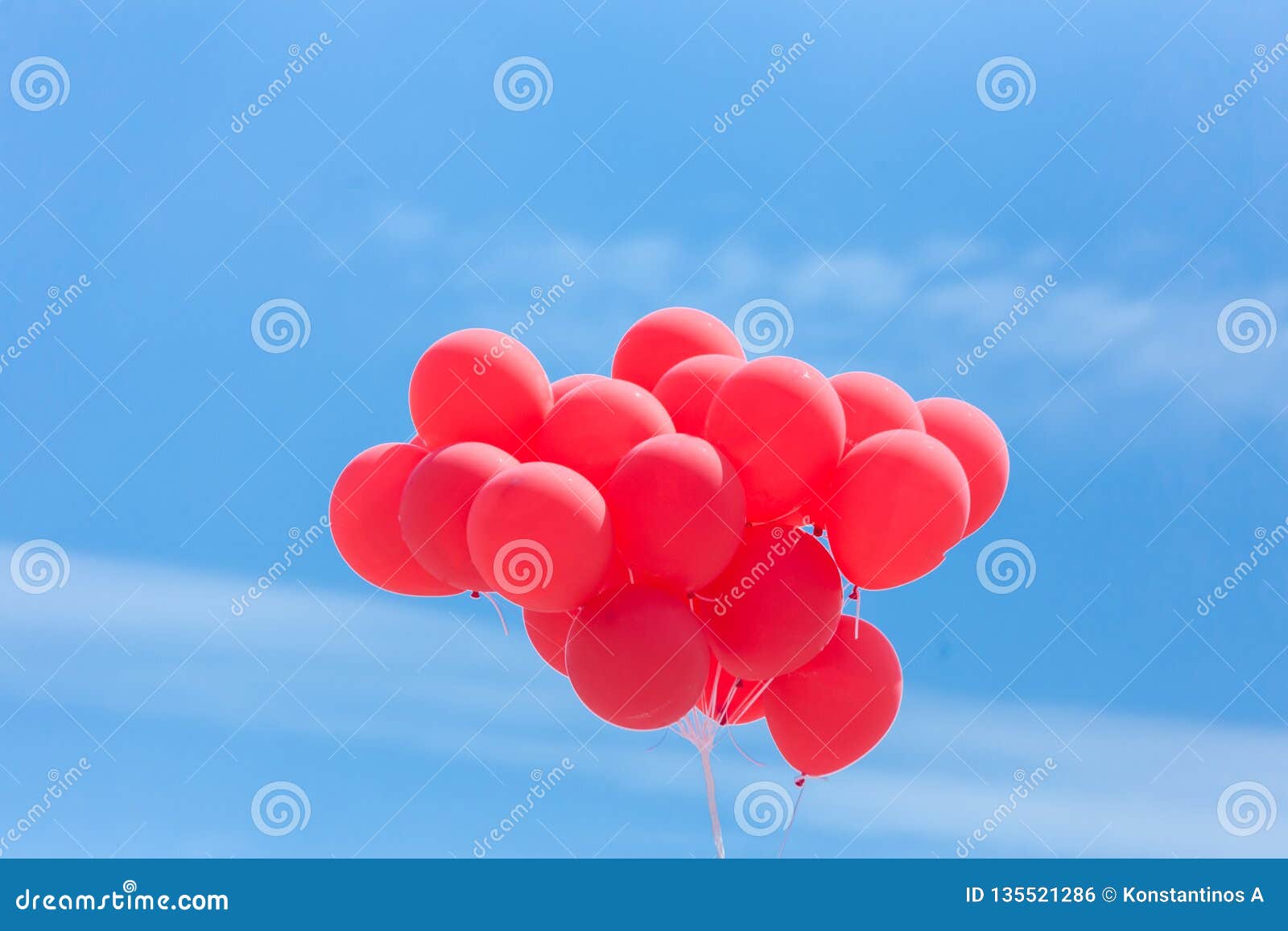 Balloons Red in the Sky Flying Isolated Stock Photo - Image of cloud ...