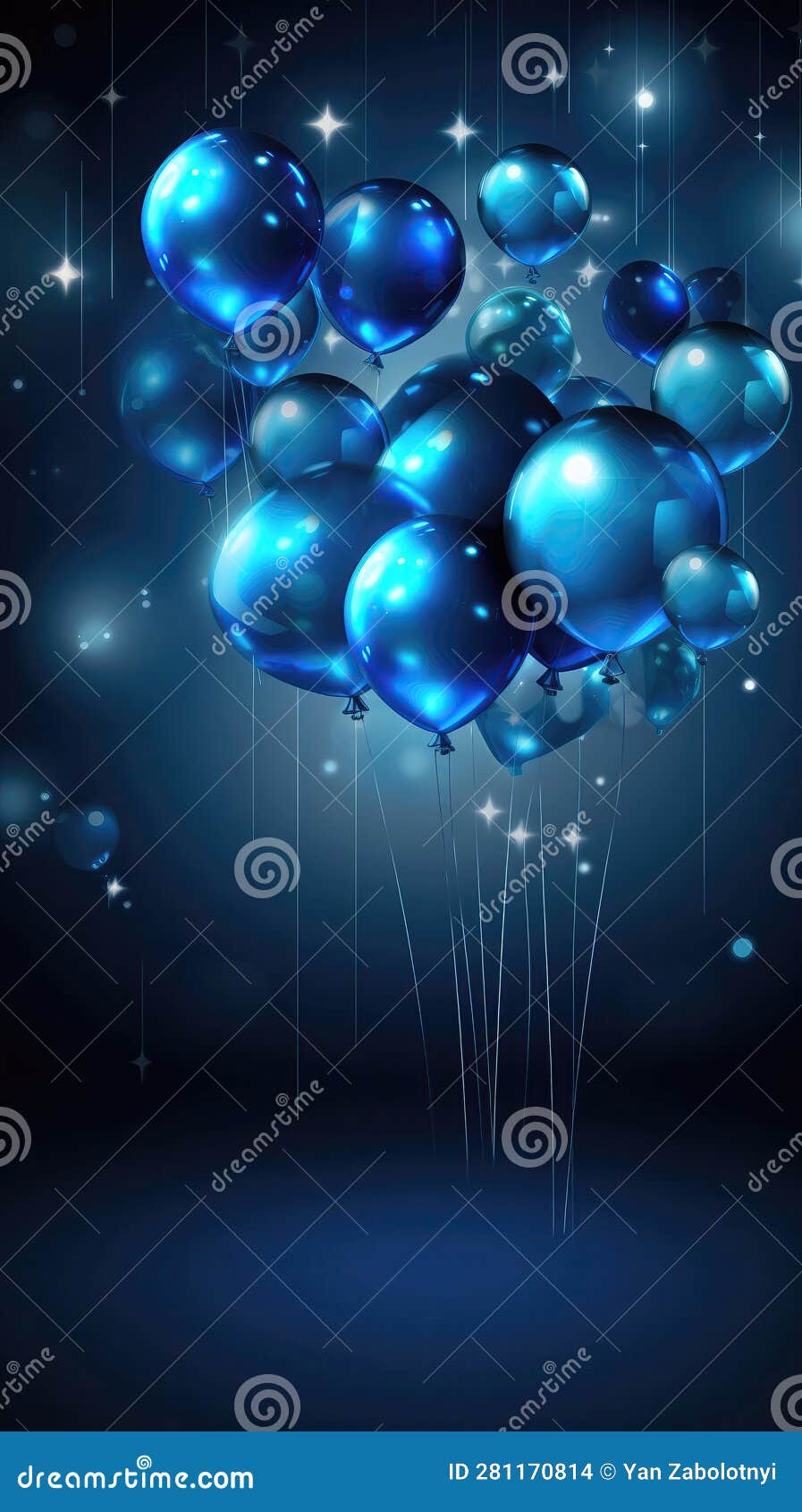 Balloons Royal Blue Greeting Card Design. Generative AI Stock Photo ...