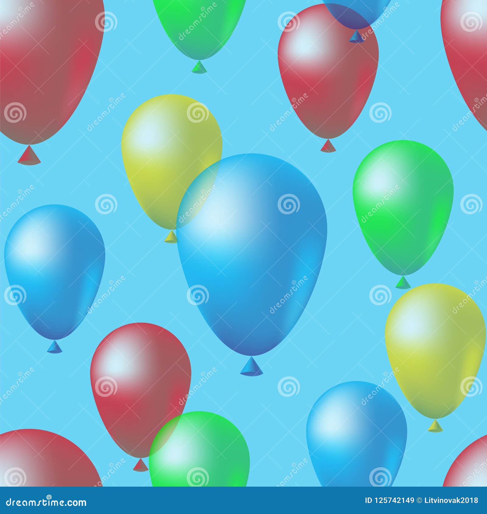 Balloons Seamless Pattern Background, Cute Colorful Illustration Stock ...