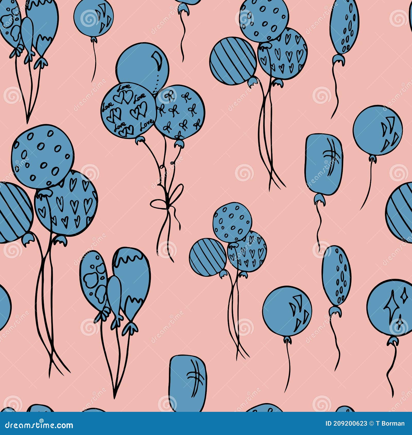 Balloons seamless pattern stock vector. Illustration of paper - 209200623