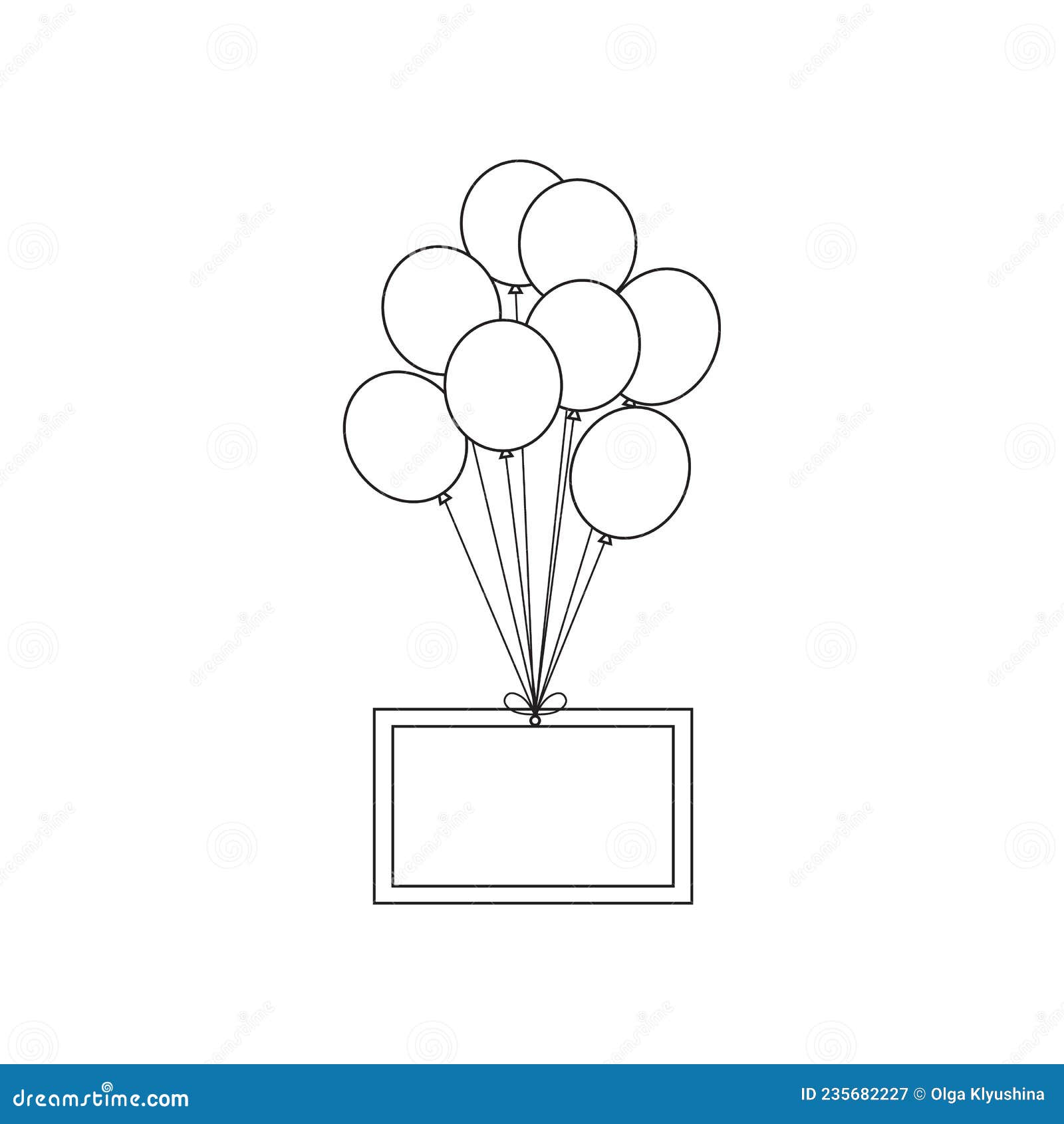 Balloons Simple Drawing Outline for Coloring Book Vector Illustration ...