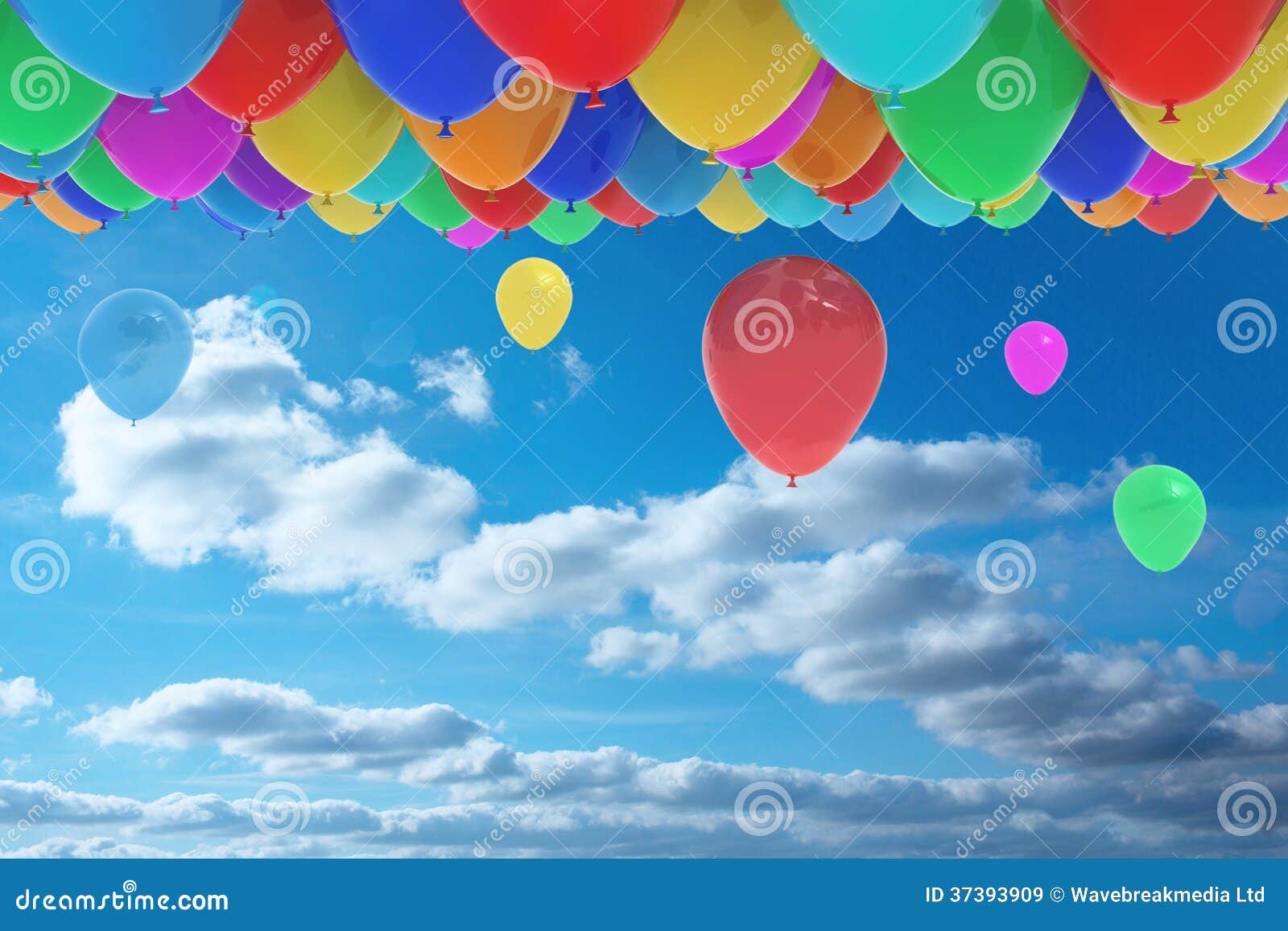 Balloons in the sky stock illustration. Illustration of blue - 37393909