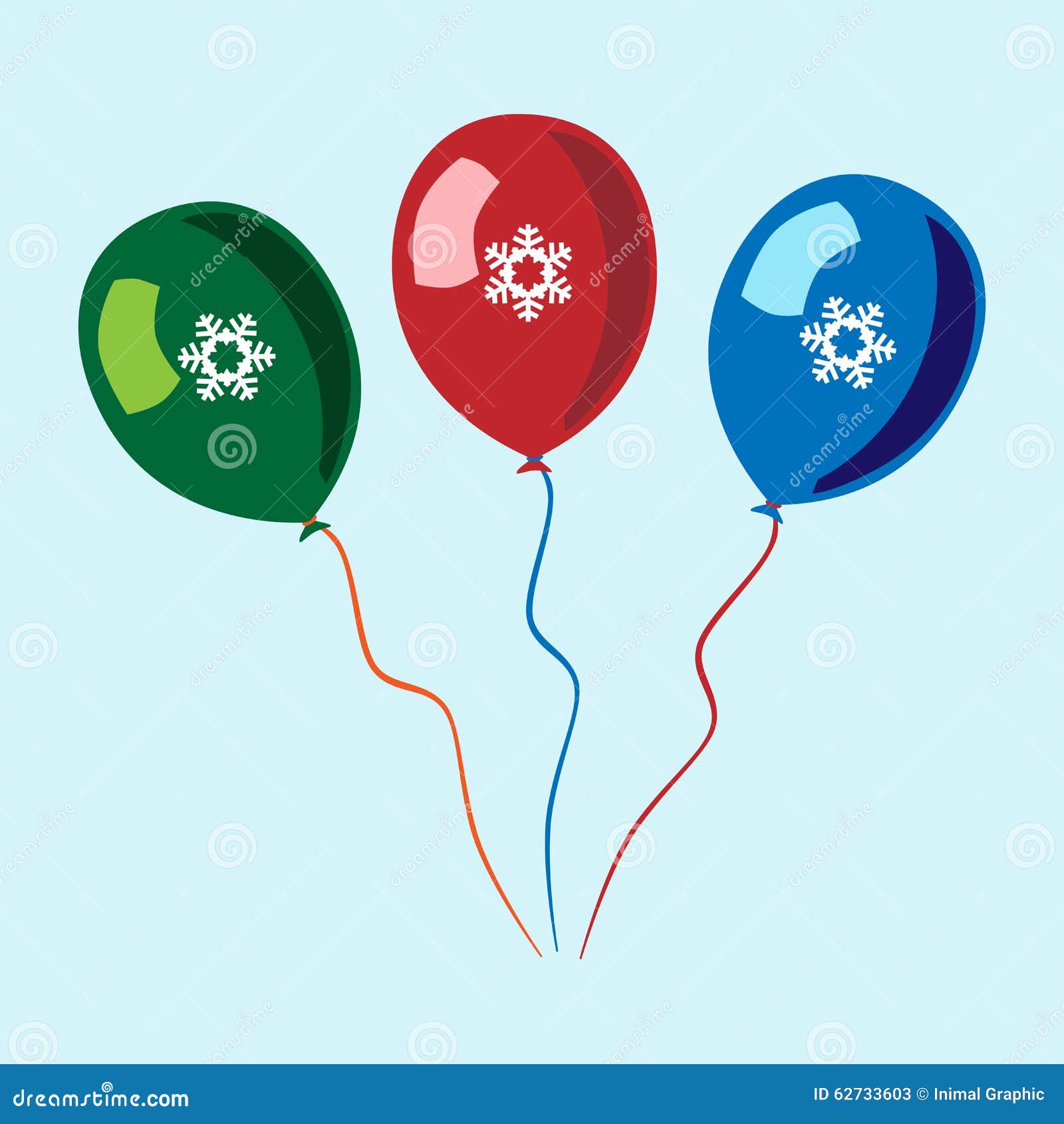 Balloons with snowflakes stock vector. Illustration of helium - 62733603