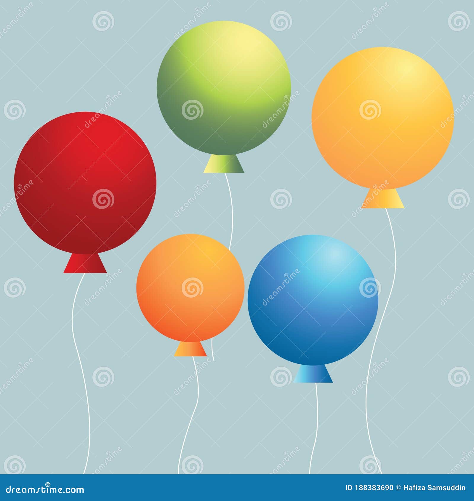 Balloons with Strings. Vector Illustration Decorative Design Stock ...