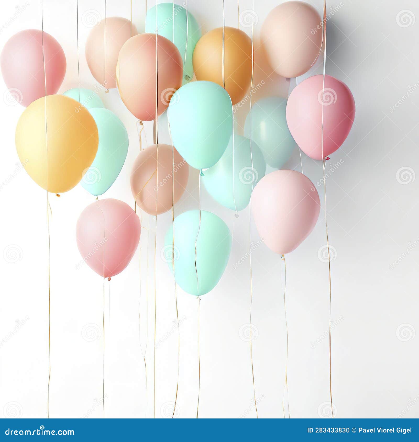 Balloons on Strings on White Background Stock Illustration ...
