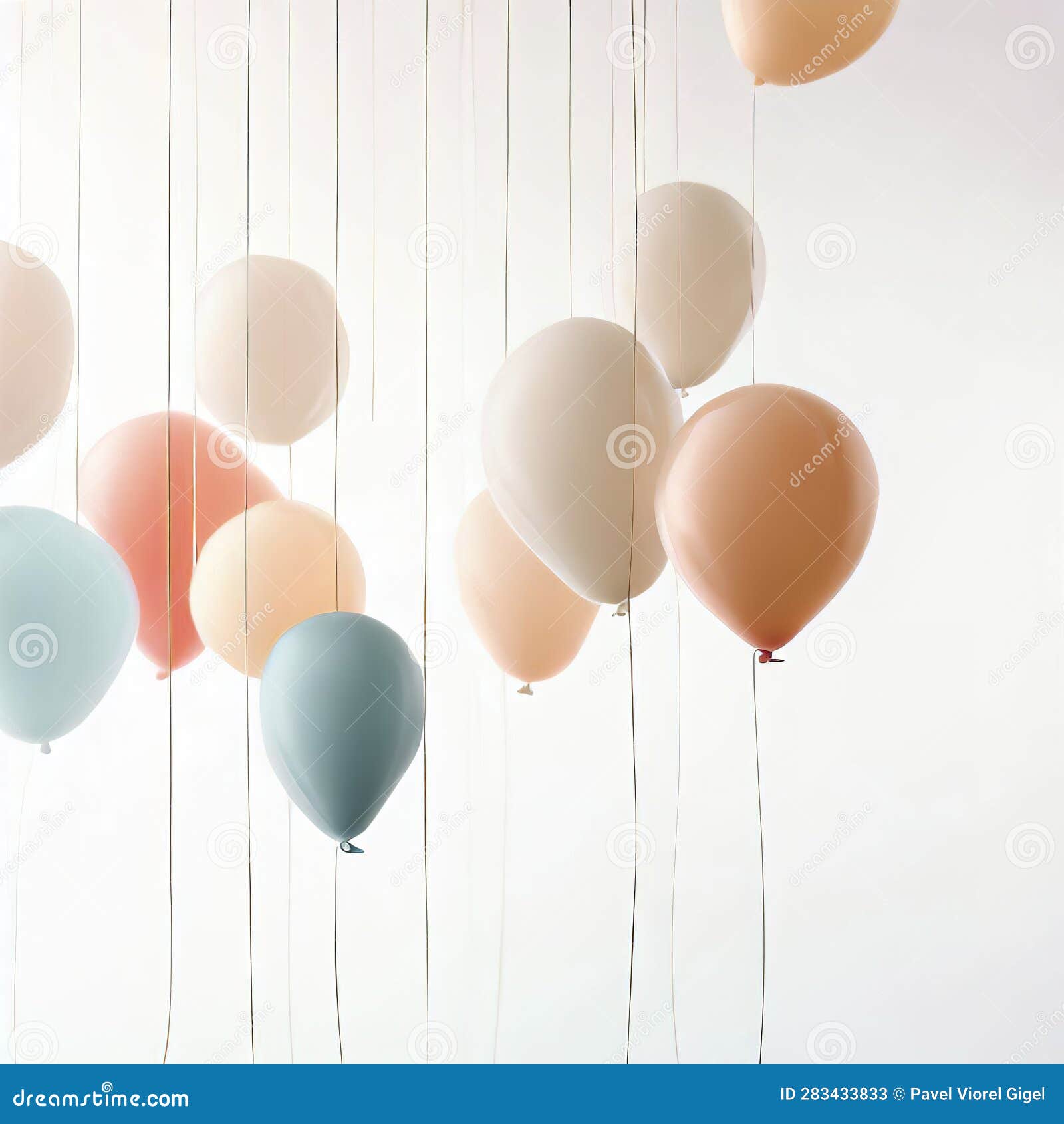 Balloons on Strings on White Background Stock Illustration ...