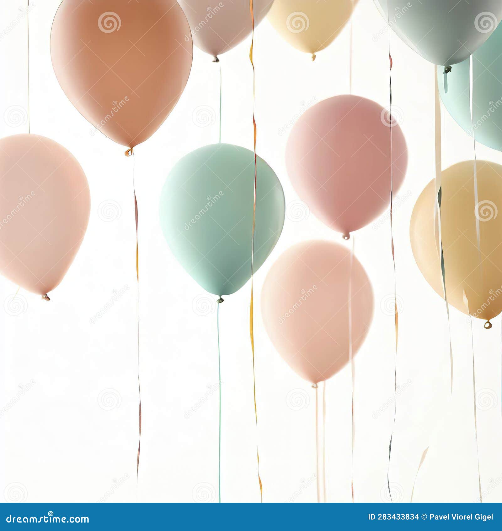 Balloons on Strings on White Background Stock Illustration ...