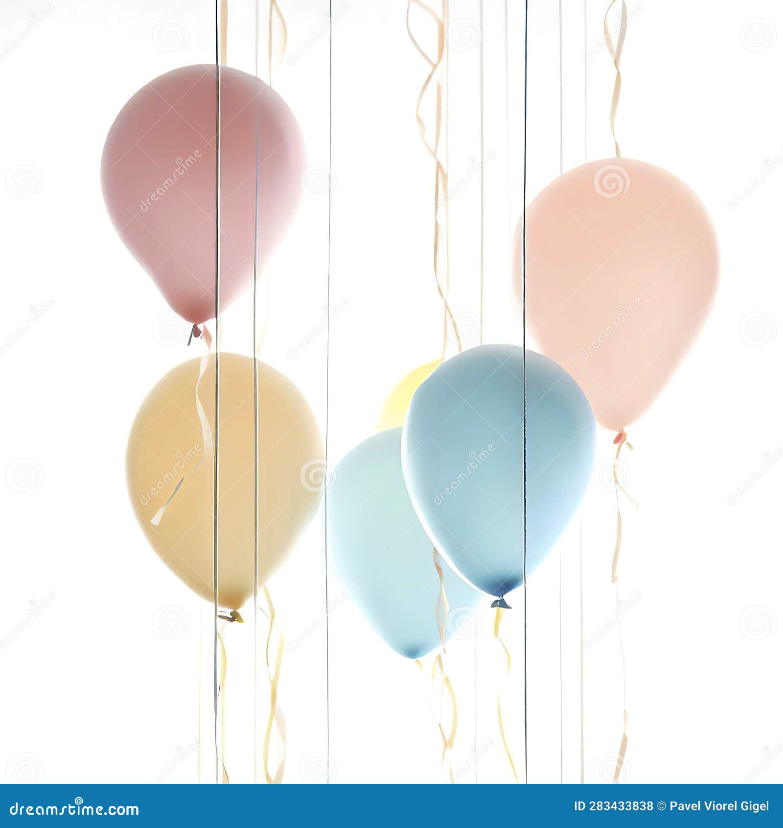 Balloons on Strings on White Background Stock Illustration ...