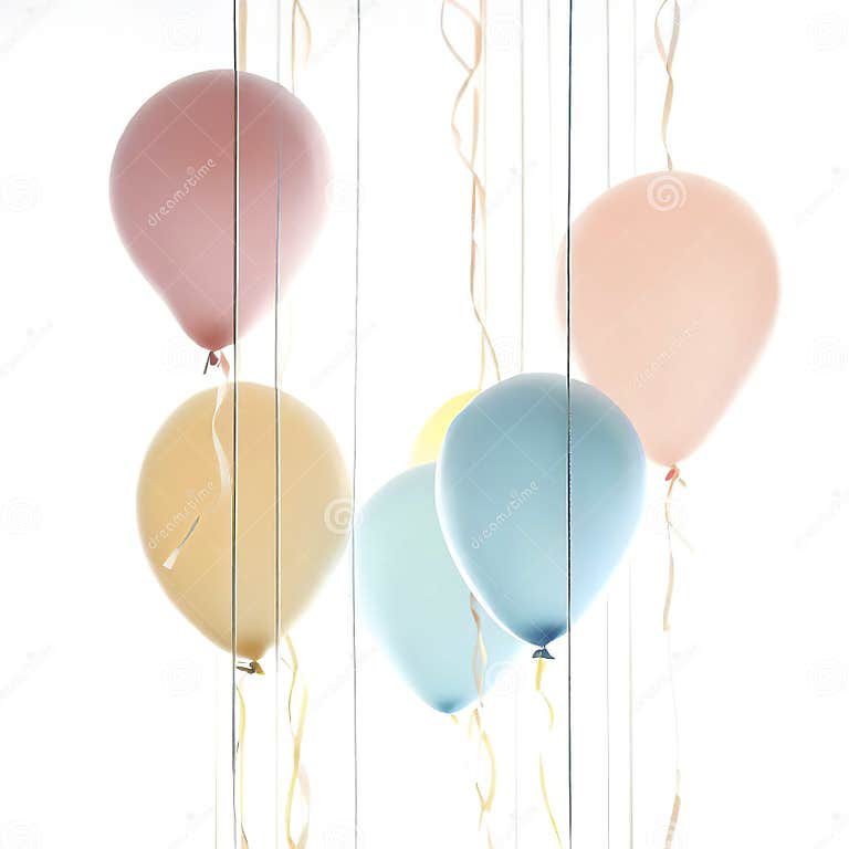 Balloons on Strings on White Background Stock Illustration ...